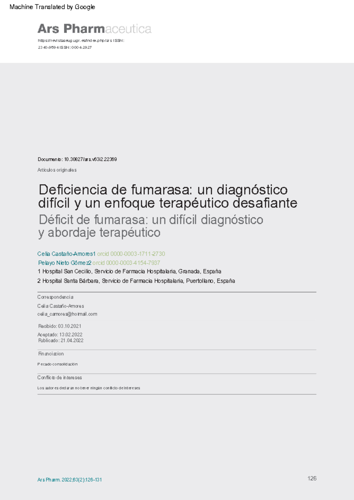 Déficit de fumarasa un difícil diagnóstico y abordaje terapéutico ...