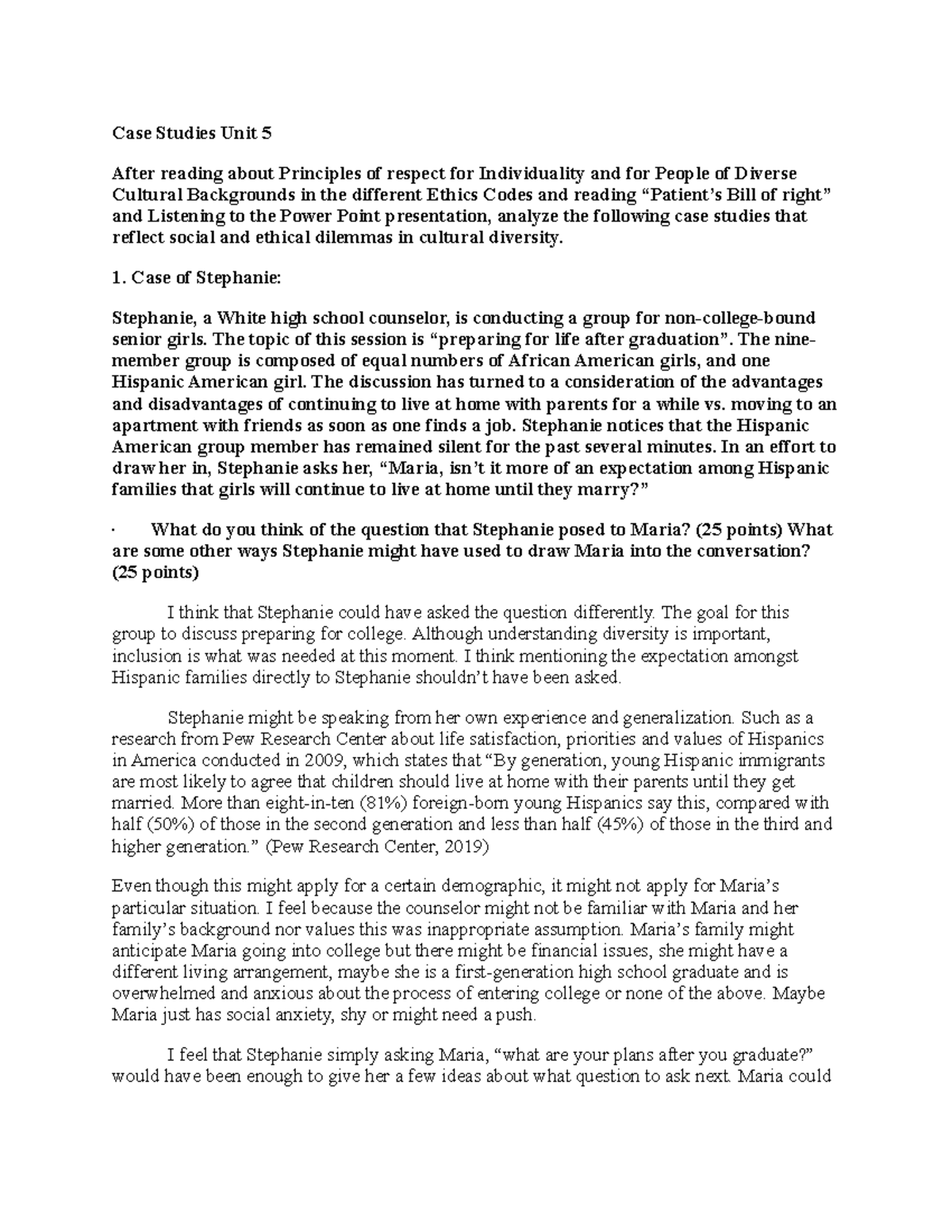 Counseling Skills Case Studies Unit 5 - HUS1302 - Studocu