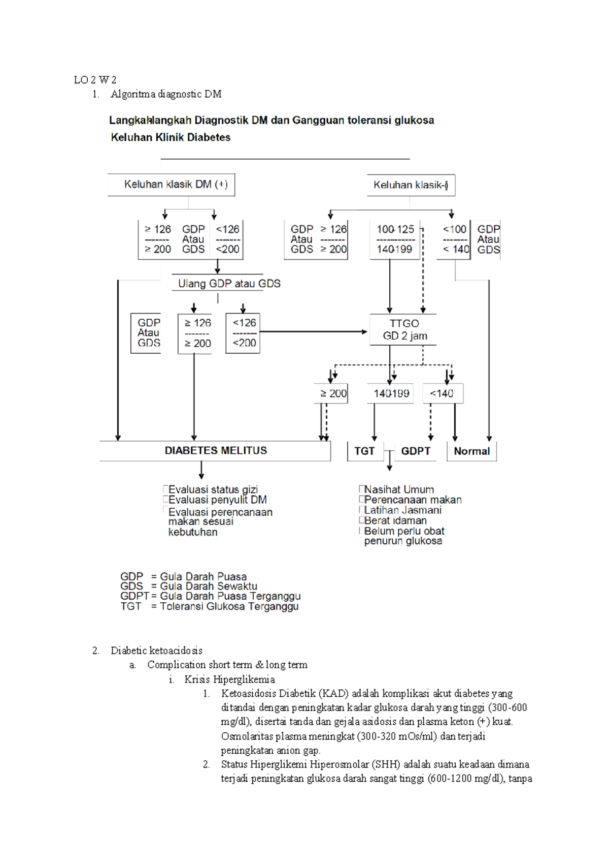 LO 2 W 2 - Learning Outcomes PBL ENDOKRIN - LO 2 W 2 Algoritma diagnostic DM Diabetic ...
