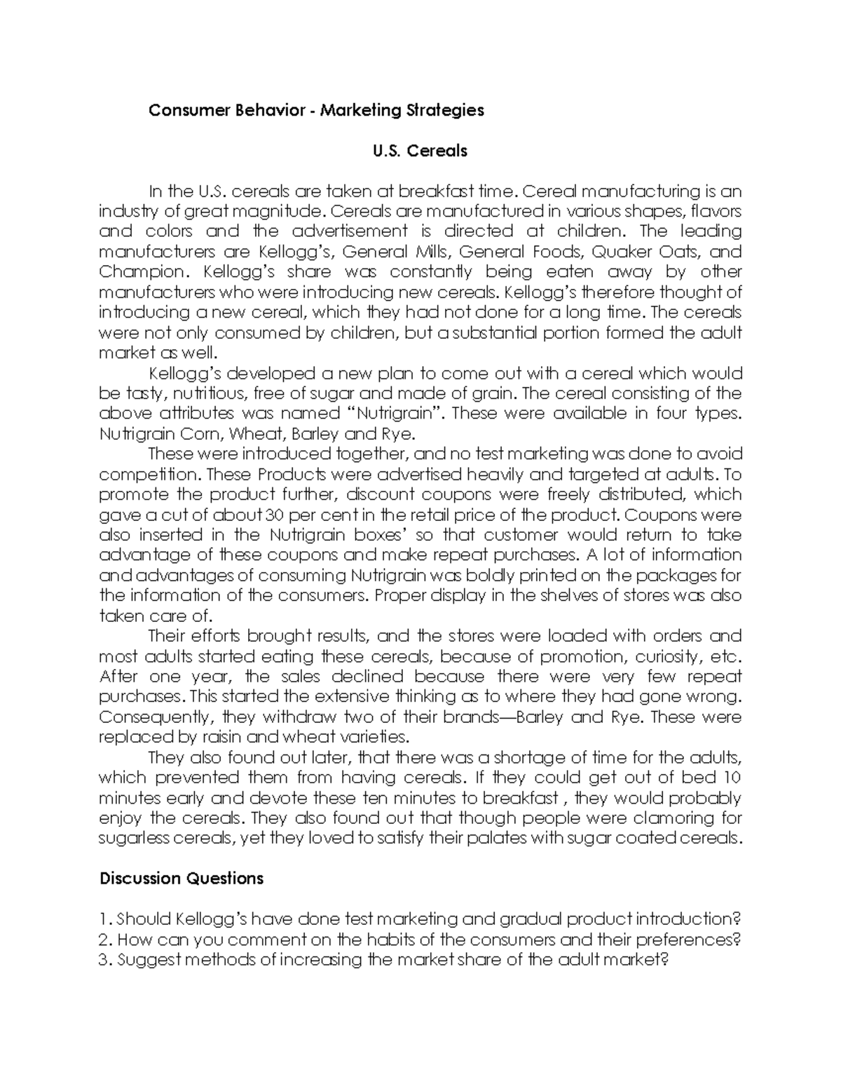 Case Analysis 4 - Consumer Behavior - Consumer Behavior Marketing ...