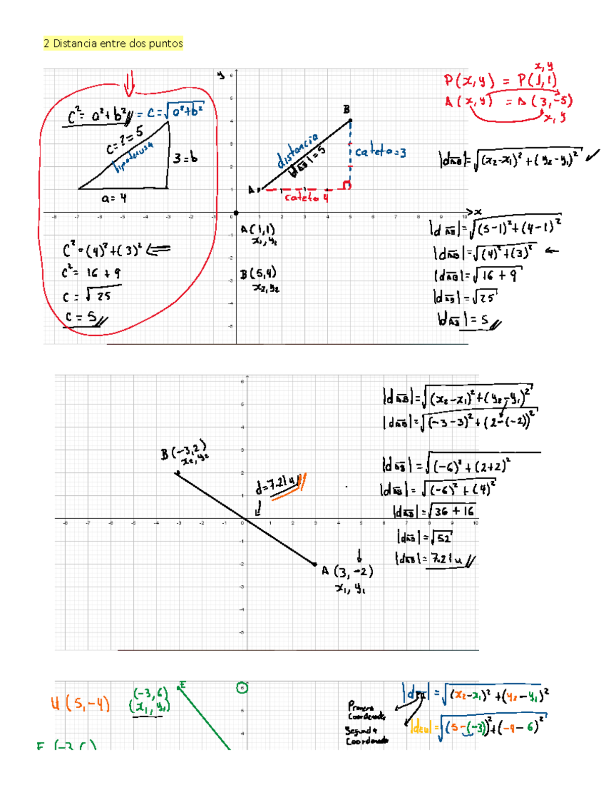 Distancia entre dos puntos - Matemáticas III - Studocu