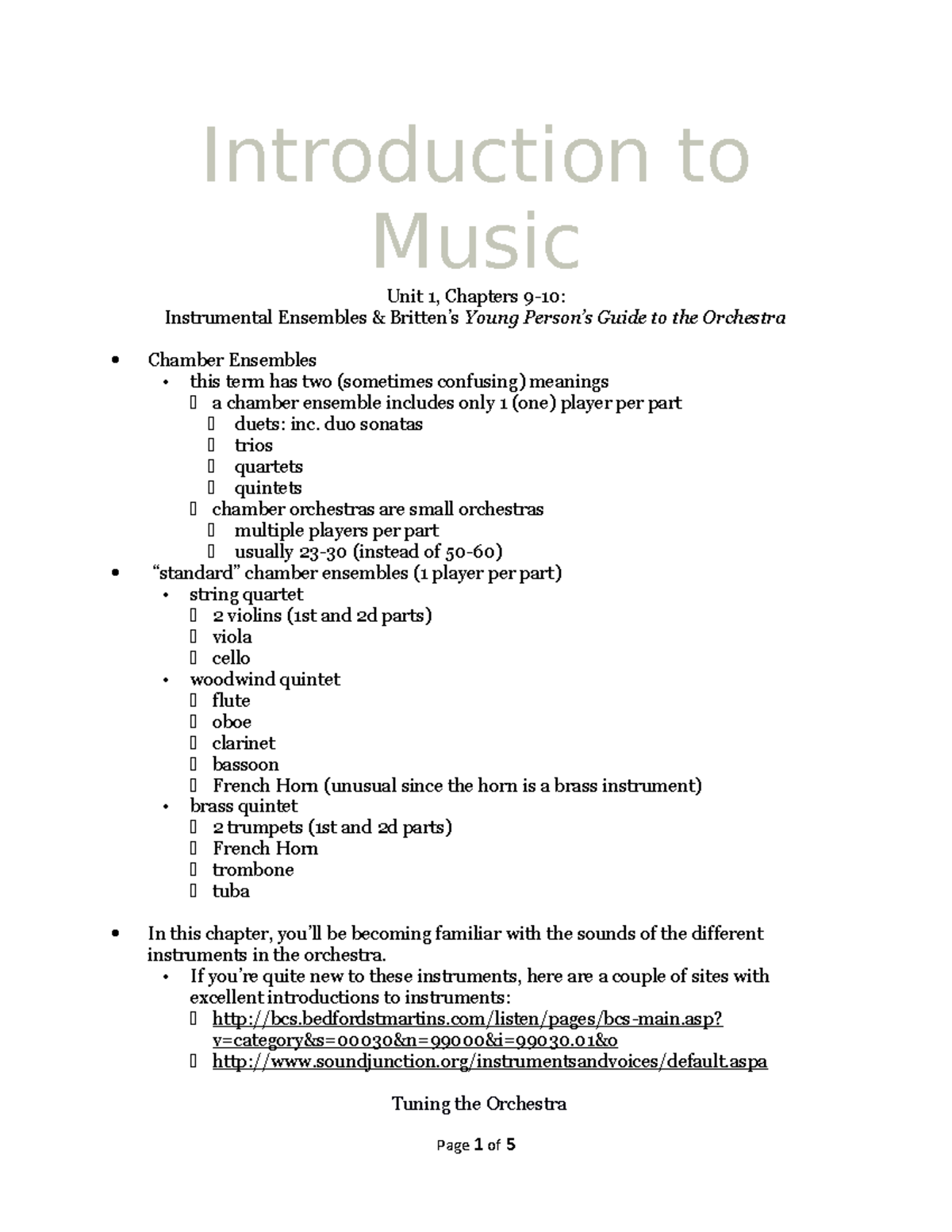 Ch9:10 Voices and Instruments - Introduction to Music Unit 1, Chapters ...