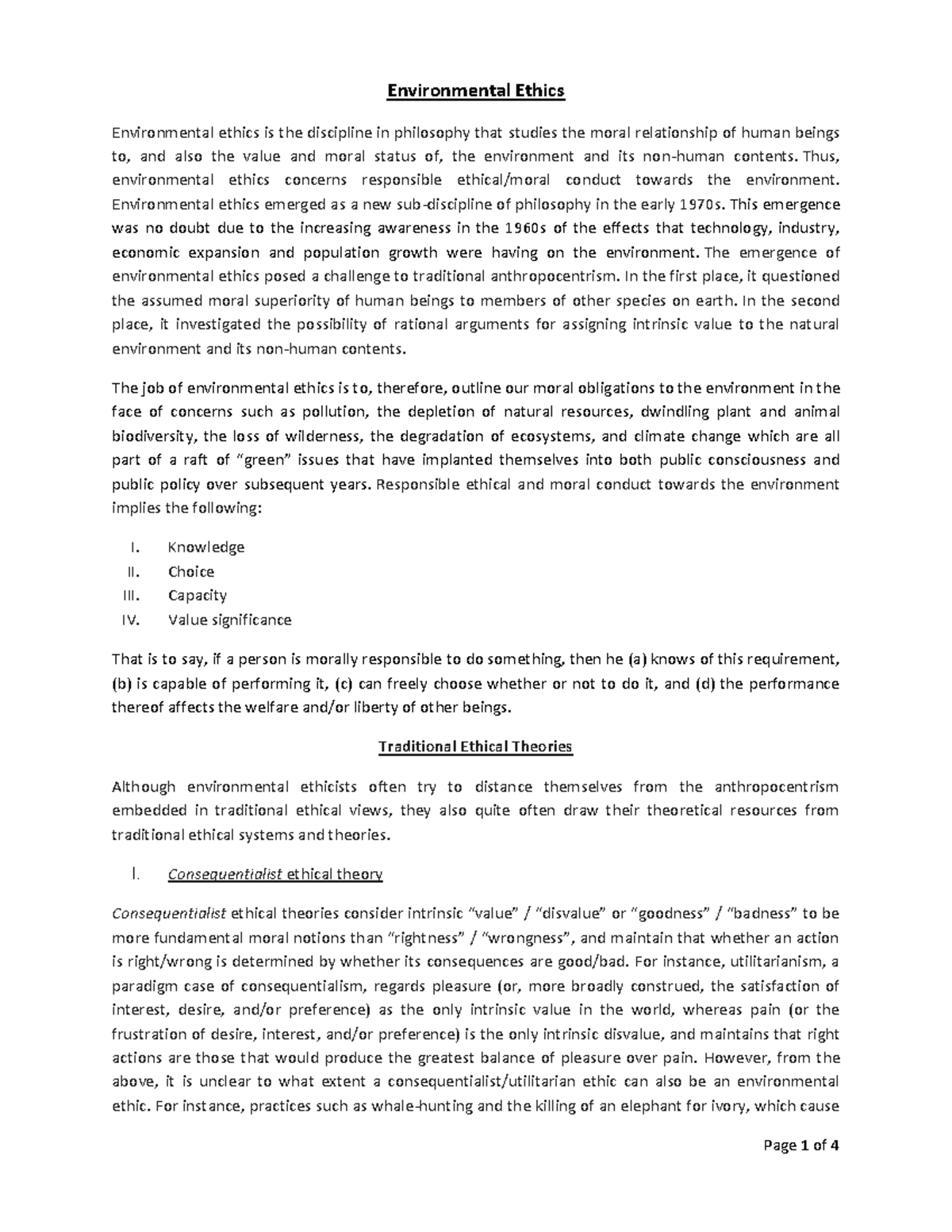 Environmental Ethics 2020 - Environmental Ethics Environmental ethics ...