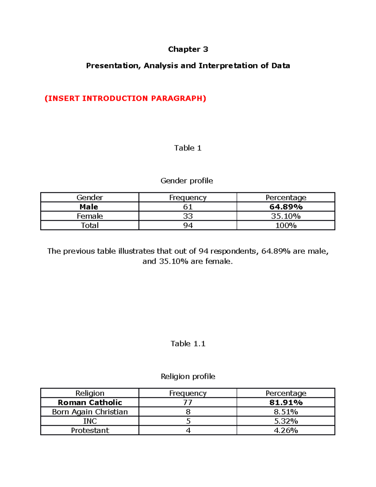 Chapter 3 - Lecture notes 1 - Chapter 3 Presentation, Analysis and ...