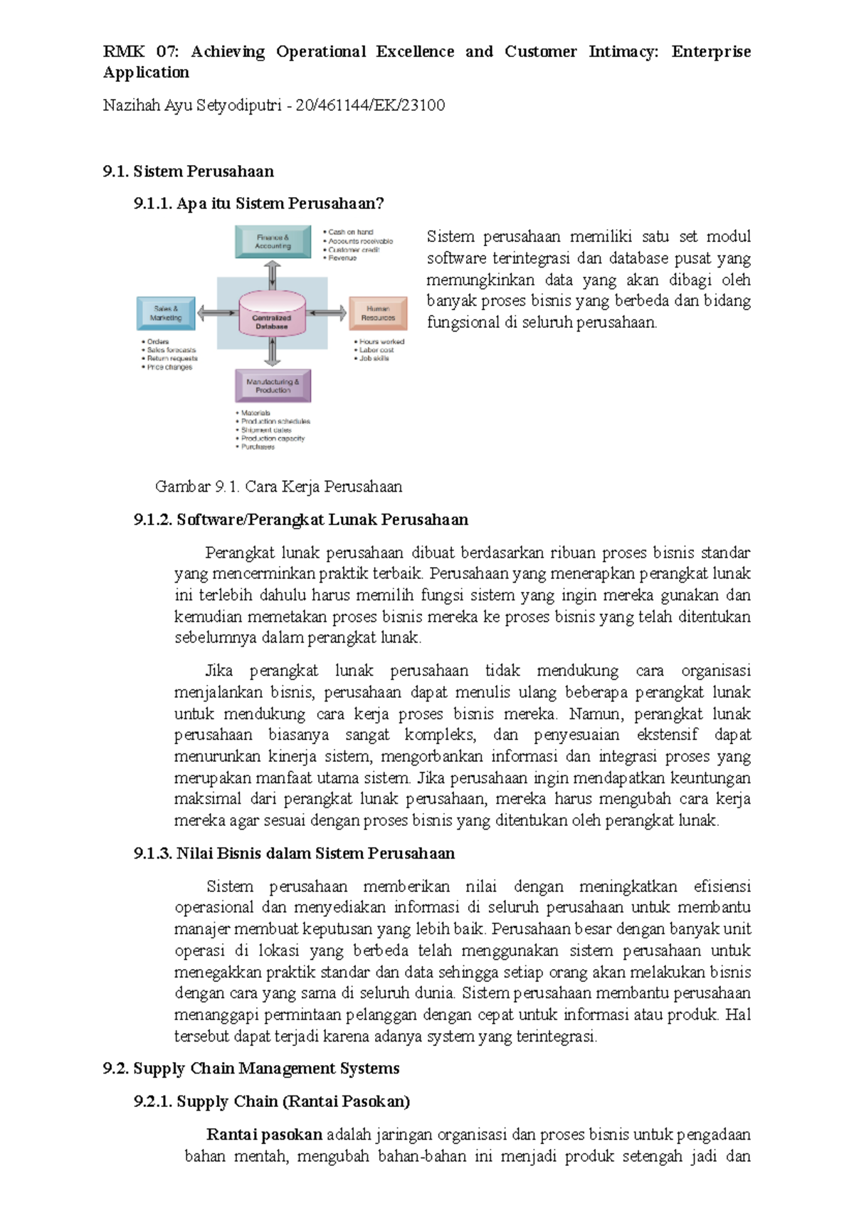 RMK 07 - Achieving Operational Excellence and Customer Intimacy: Enterprise Application - Sistem ...