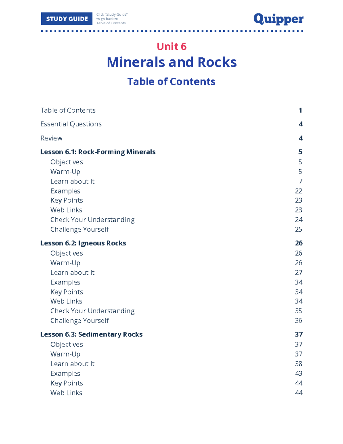 -Minerals-and-Rocks-Study-Guide-1.pdf - Minerals and Rocks - Unit Table ...