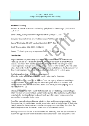 Equity & trust instrument (1) handout - LX2083 Law of Trusts Equity and ...