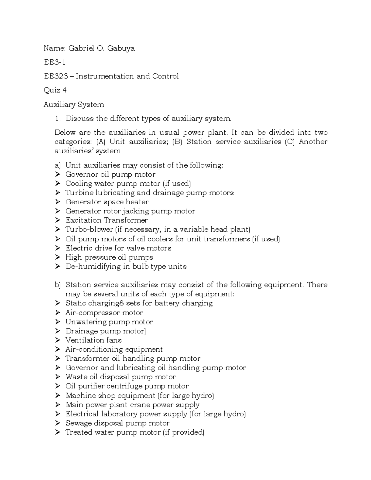 Gabuya EE323 Quiz4 - ee notes - Name: Gabriel O. Gabuya EE3- EE323 ...