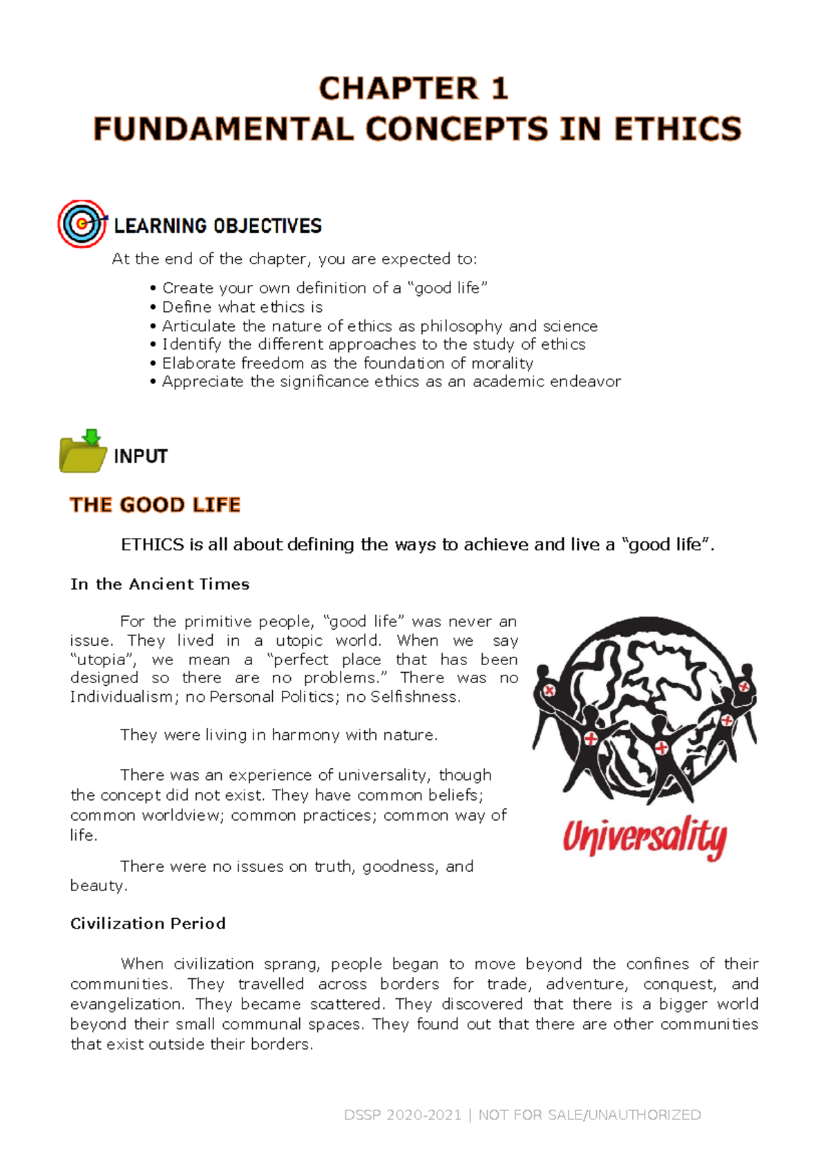 Chapter 1 Fundamental Concepts IN Ethics - DSSP 2020-2021 | NOT FOR ...