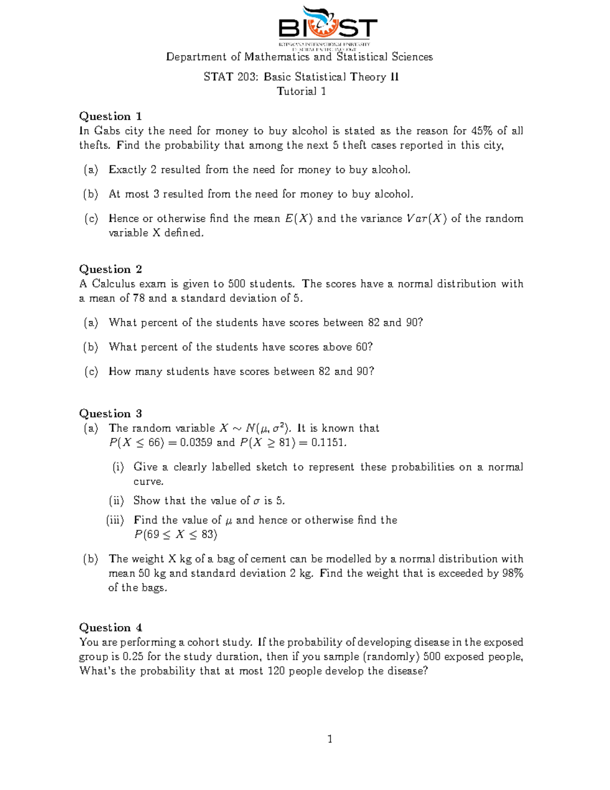 STAT 203 Tutorial 1 - Department of Mathematics and Statistical Sciences STAT 203: Basic ...