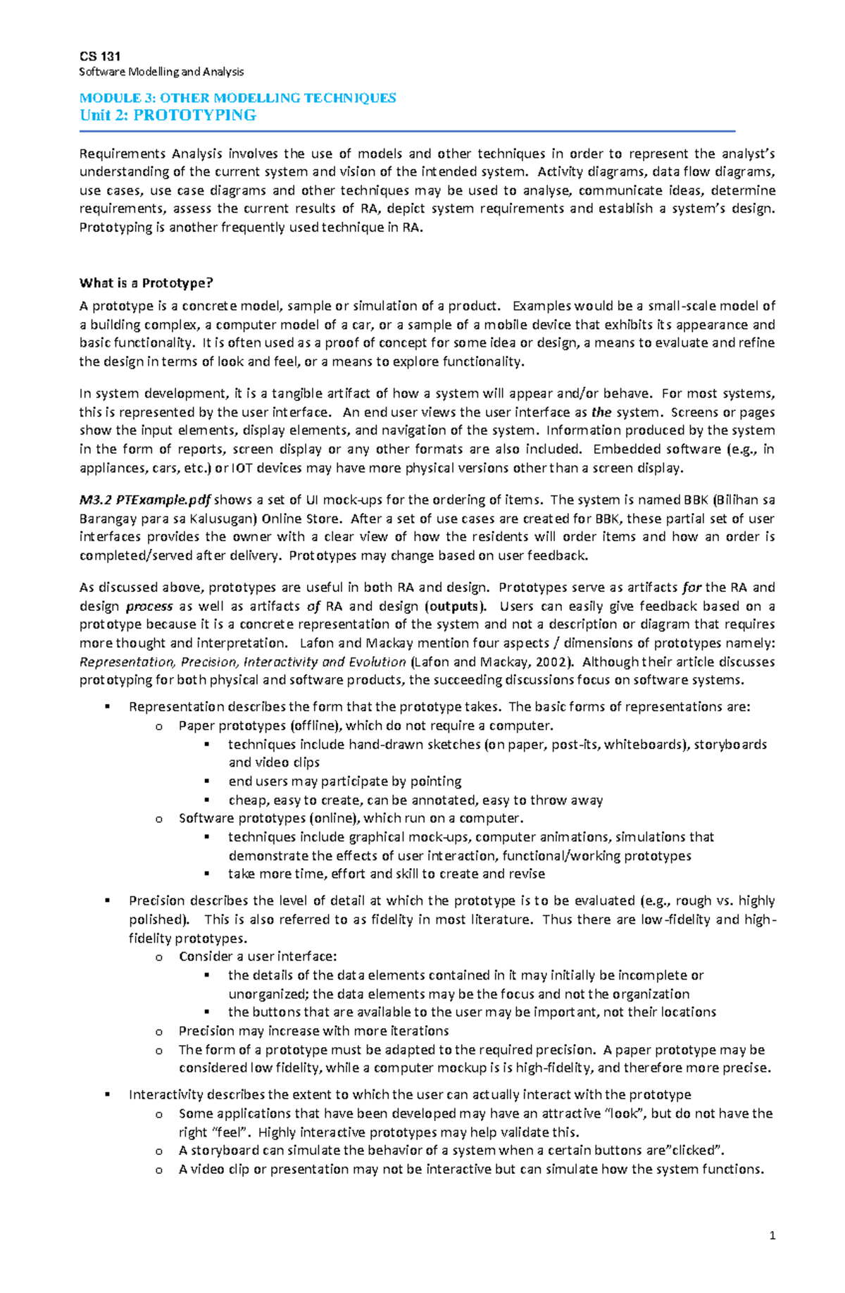 M3.2 Protoyping - Lecture Notes about Prototyping - CS 131 Software ...