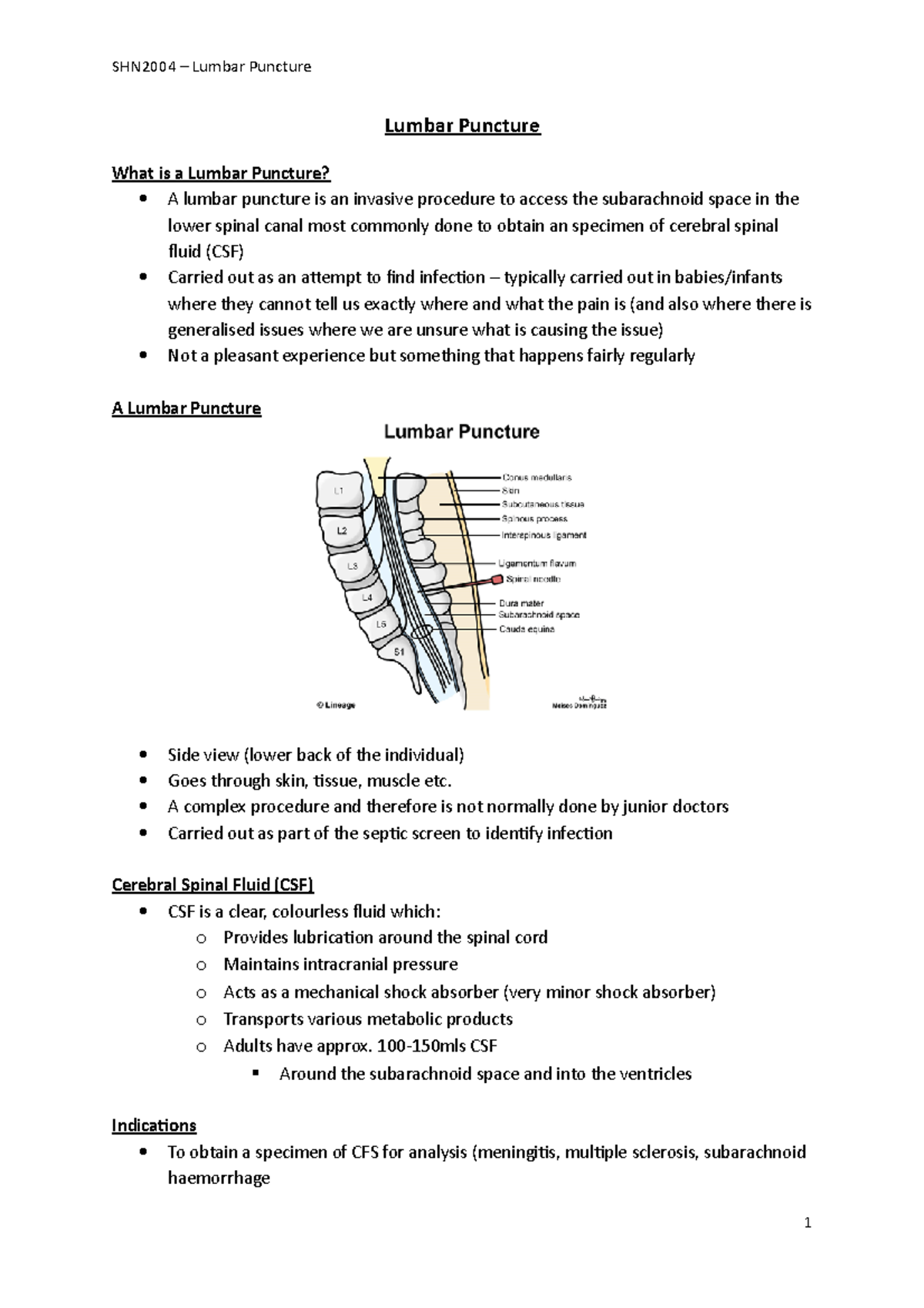 Lumbar Puncture - SHN2004 – Lumbar Puncture Lumbar Puncture What is a ...