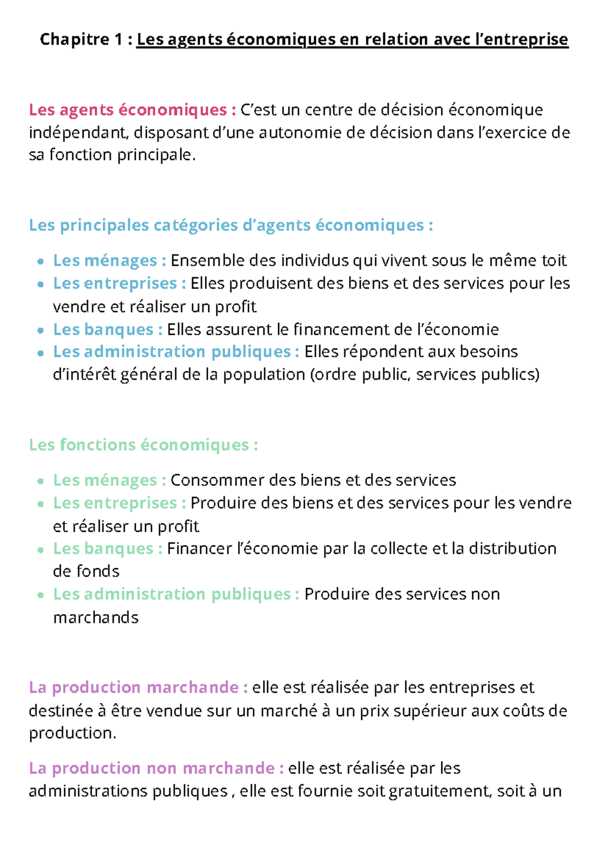Chapitre 1 Les agents économiques en relation avec l’entreprise ...