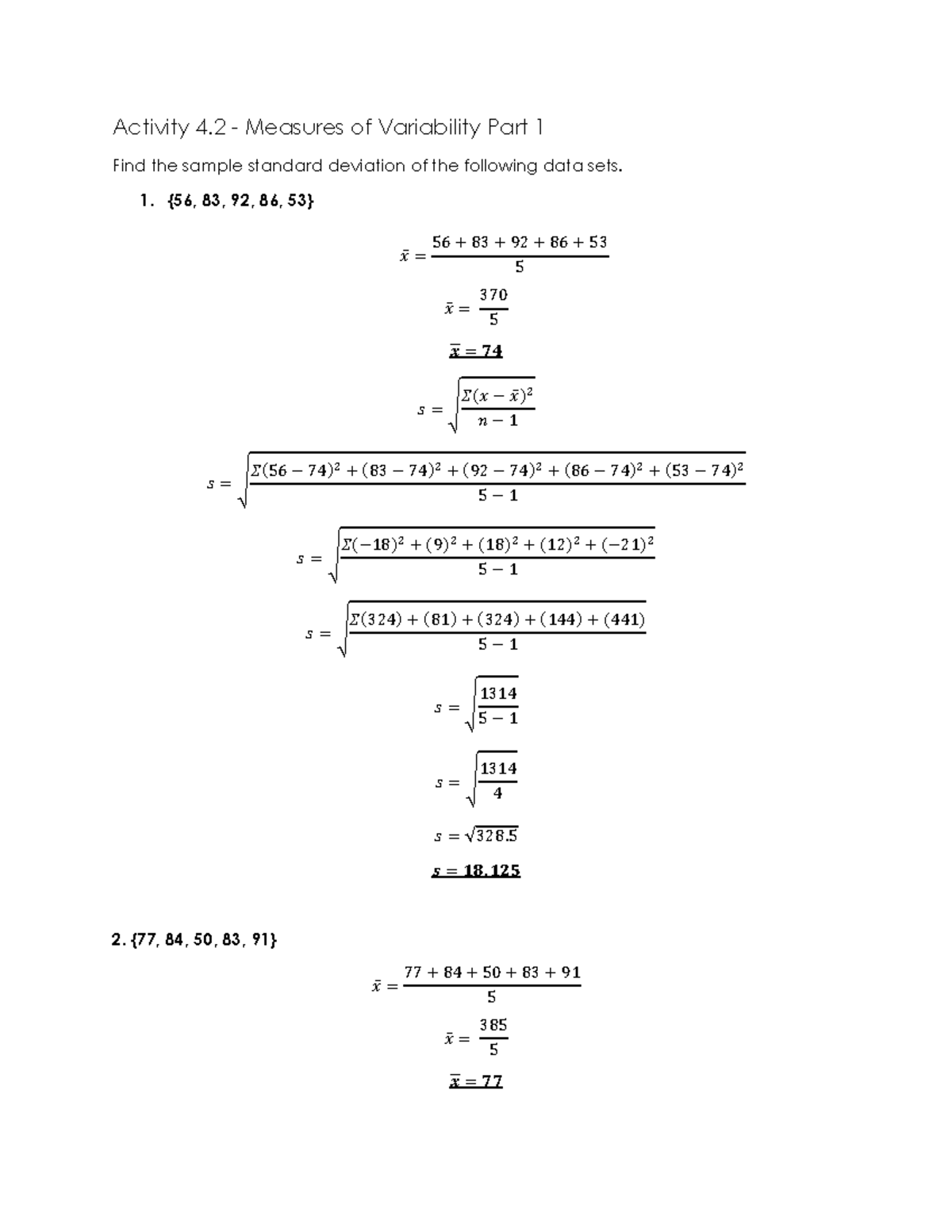 Standard- Deviation- Acitvity - Activity 4 - Measures of Variability ...