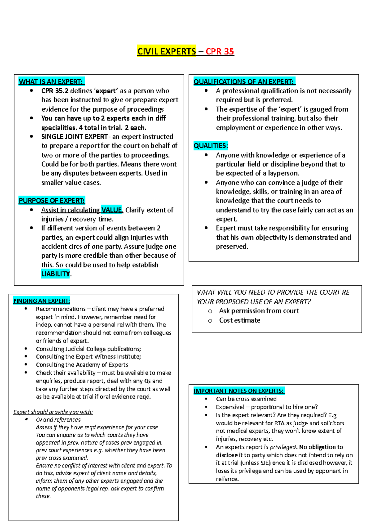 Civil Experts - CIVIL EXPERTS – CPR 35 IMPORTANT NOTES ON EXPERTS: Can ...
