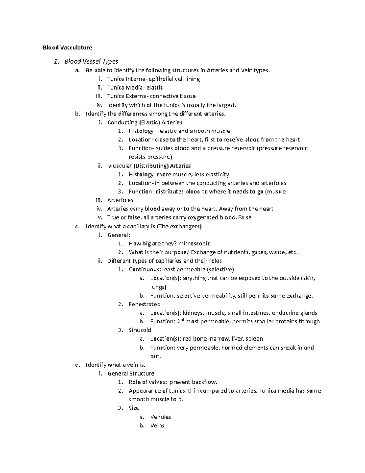 AP3 Exam 2 Comprehensive Review - Blood Vasculature 1. Blood Vessel ...