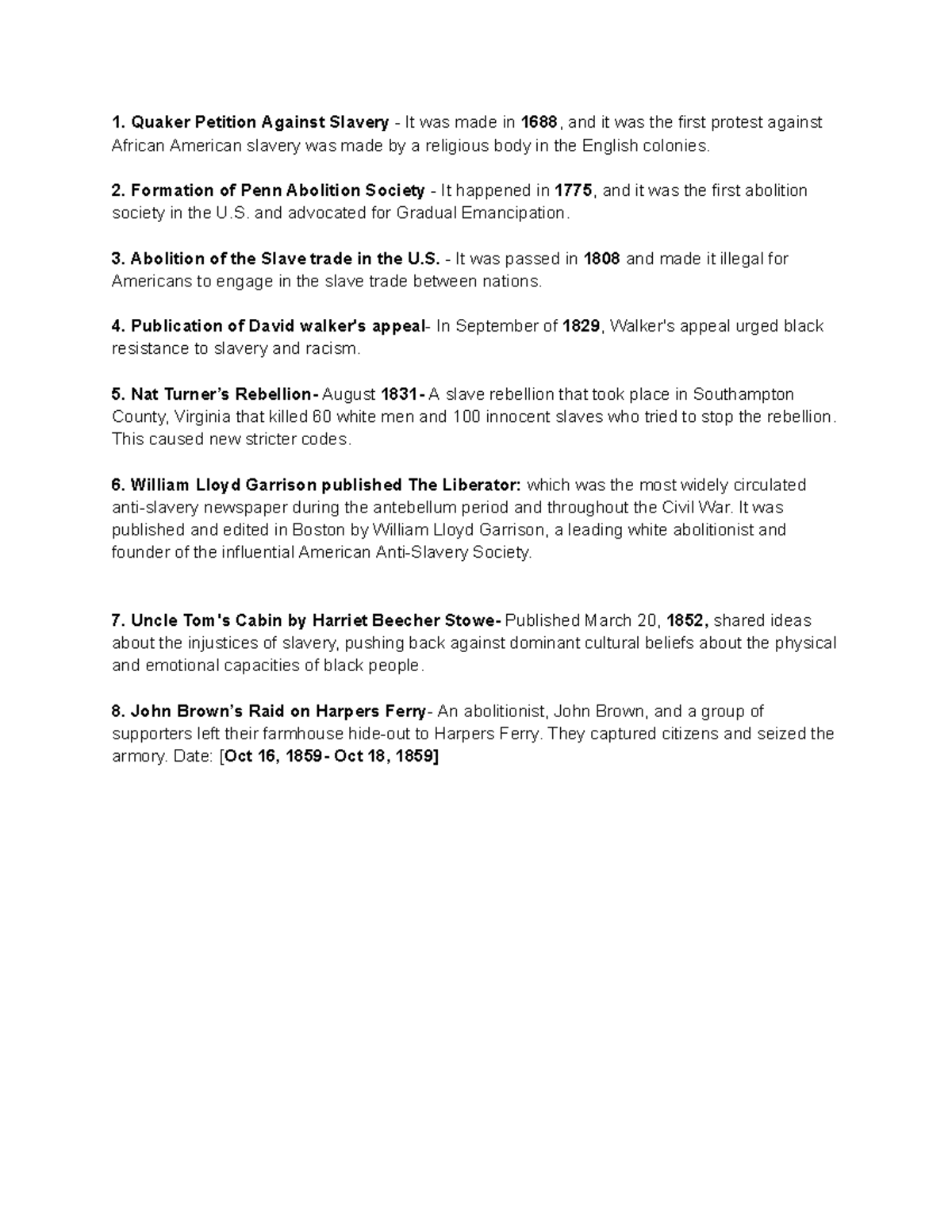 U.S History Slavery Events - Quaker Petition Against Slavery - It was ...