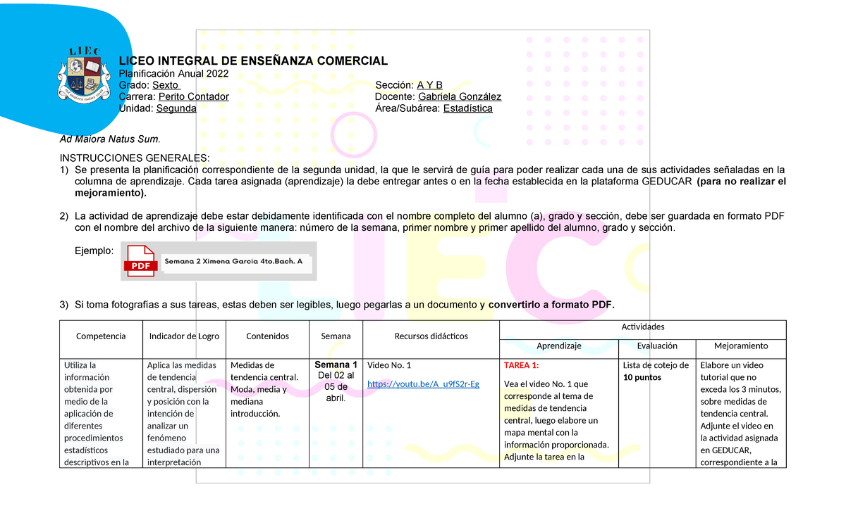 Liec 5978 Segunda Unidad Estadistica 6TO. Perito LIEC 2022 Hector ...