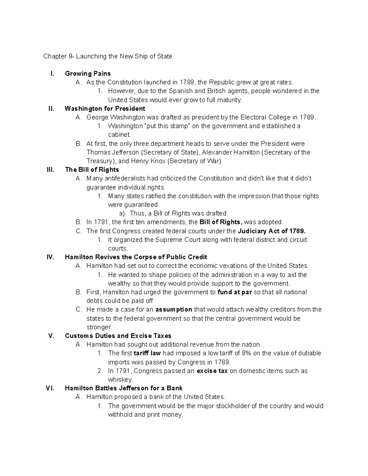US History 1 Honors -Chapter 9 Outline - Chapter 9- Launching the New ...