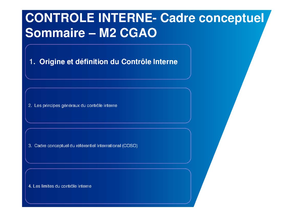1 - Présentation du contrôle interne - M2CGAO - CONTROLE INTERNE- Cadre ...