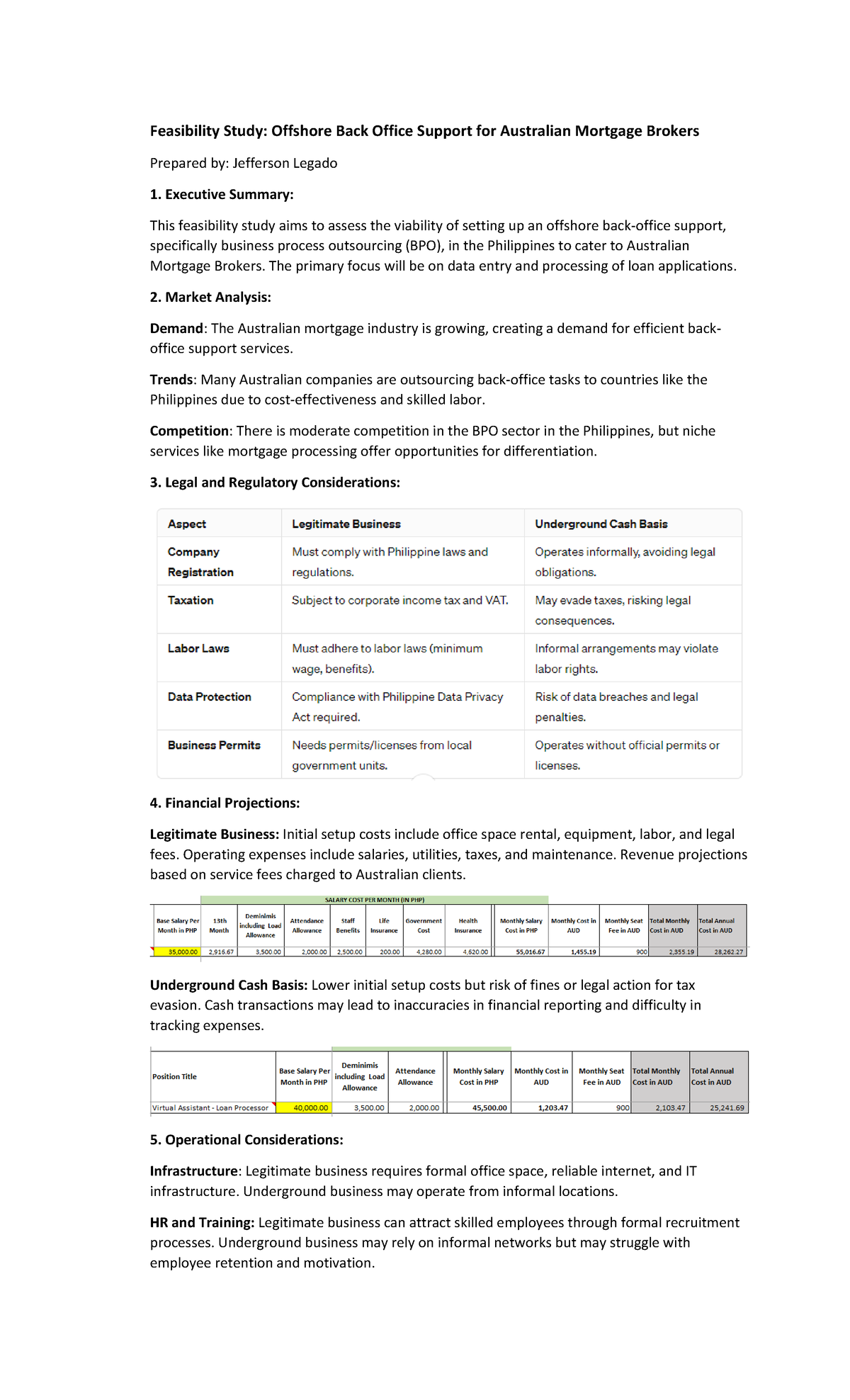 Feasibility Brief - asdasd - Feasibility Study: Offshore Back Office ...
