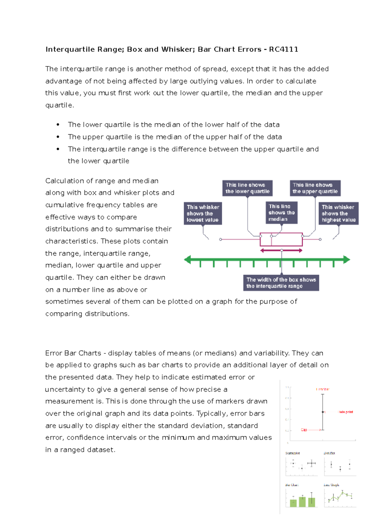 Interquartile Range, Box and Whisker, Bar Errors - Interquartile Range ...
