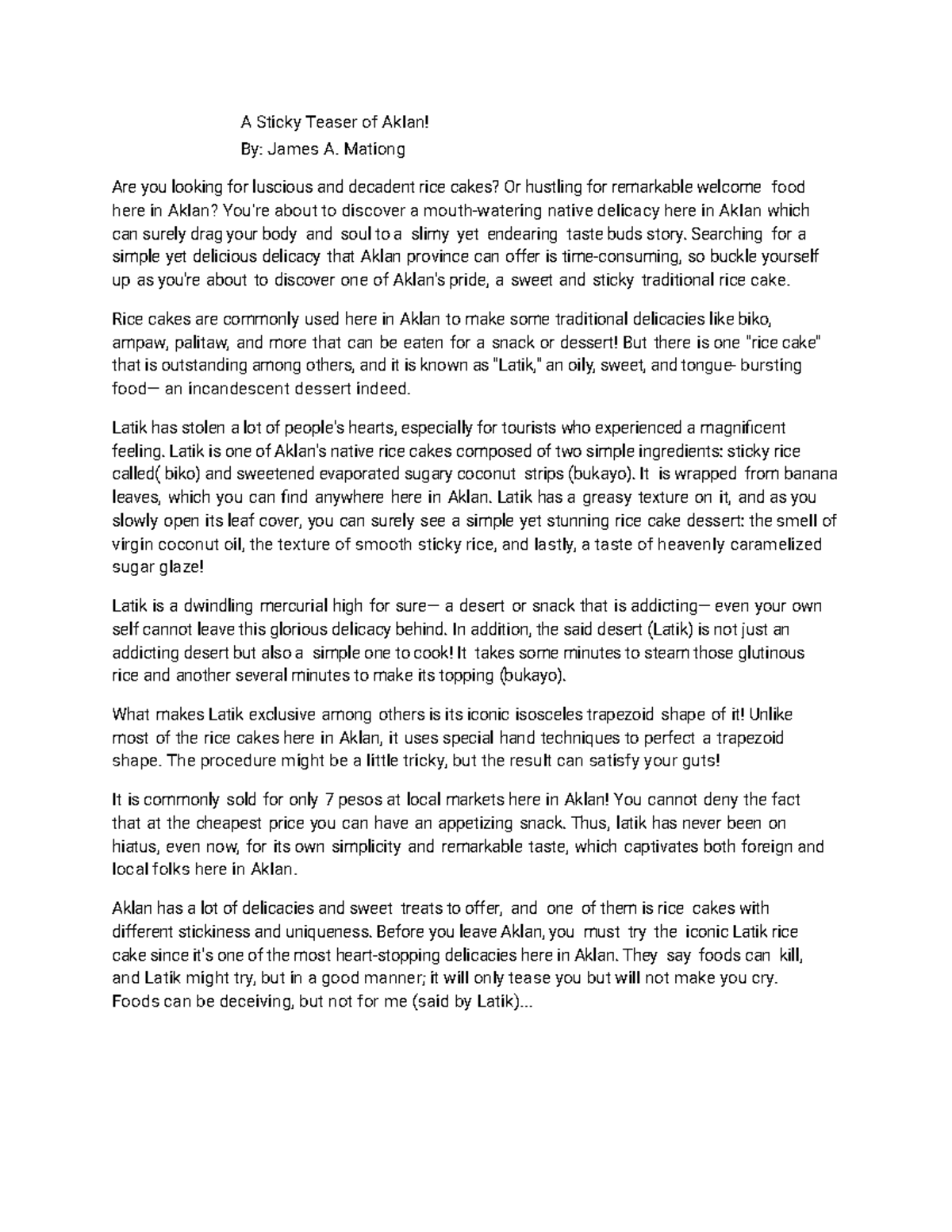 A Sticky Tease - Feature - A Sticky Teaser of Aklan! By: James A ...