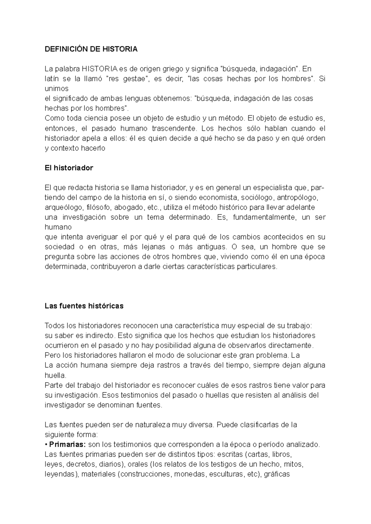 Definición DE Historia-1 - DEFINICIÓN DE HISTORIA La palabra HISTORIA ...