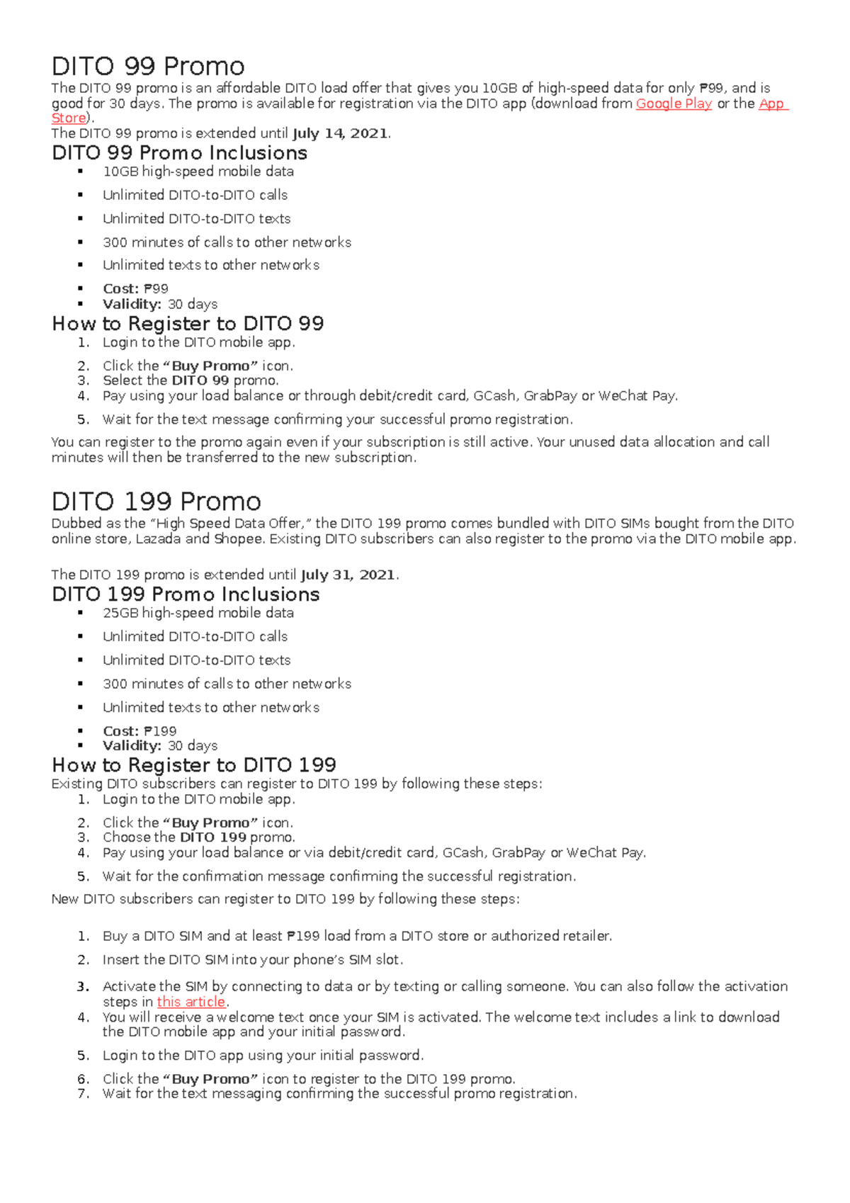 Summary regarding DITO Promo in the PHILIPPINES - DITO 99 Promo The ...