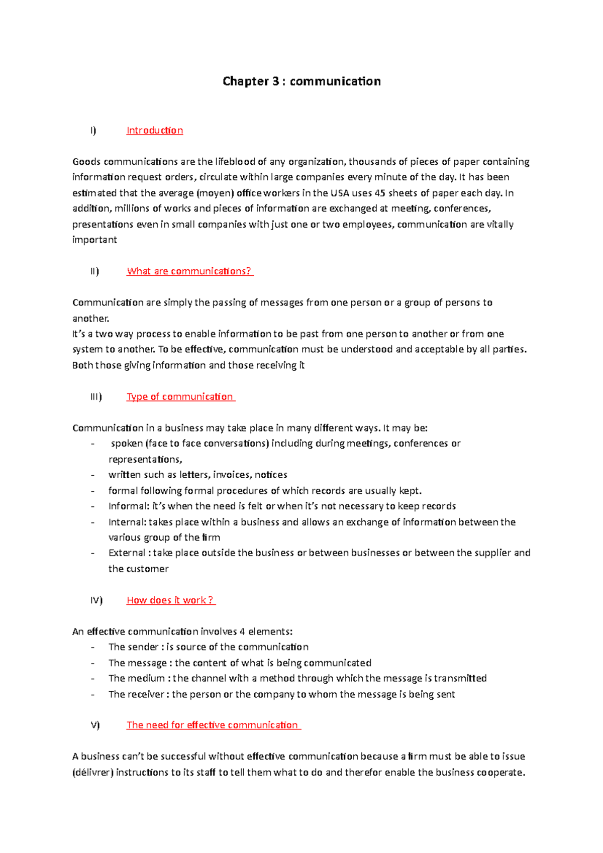 Chapter 3 communication - Chapter 3 : communication I) Introduction ...