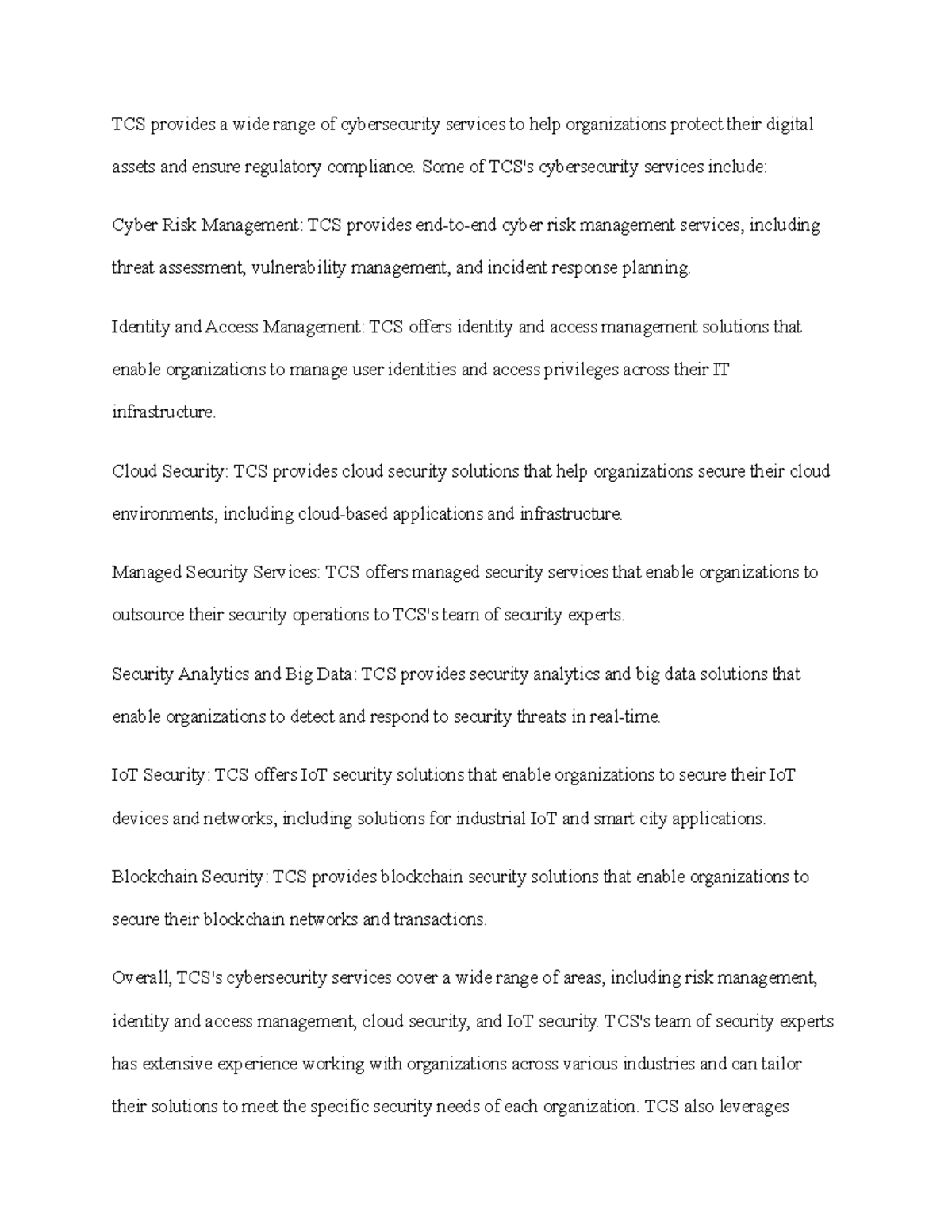 25 - TCS's Structure and Business Subsideries - TCS provides a wide ...