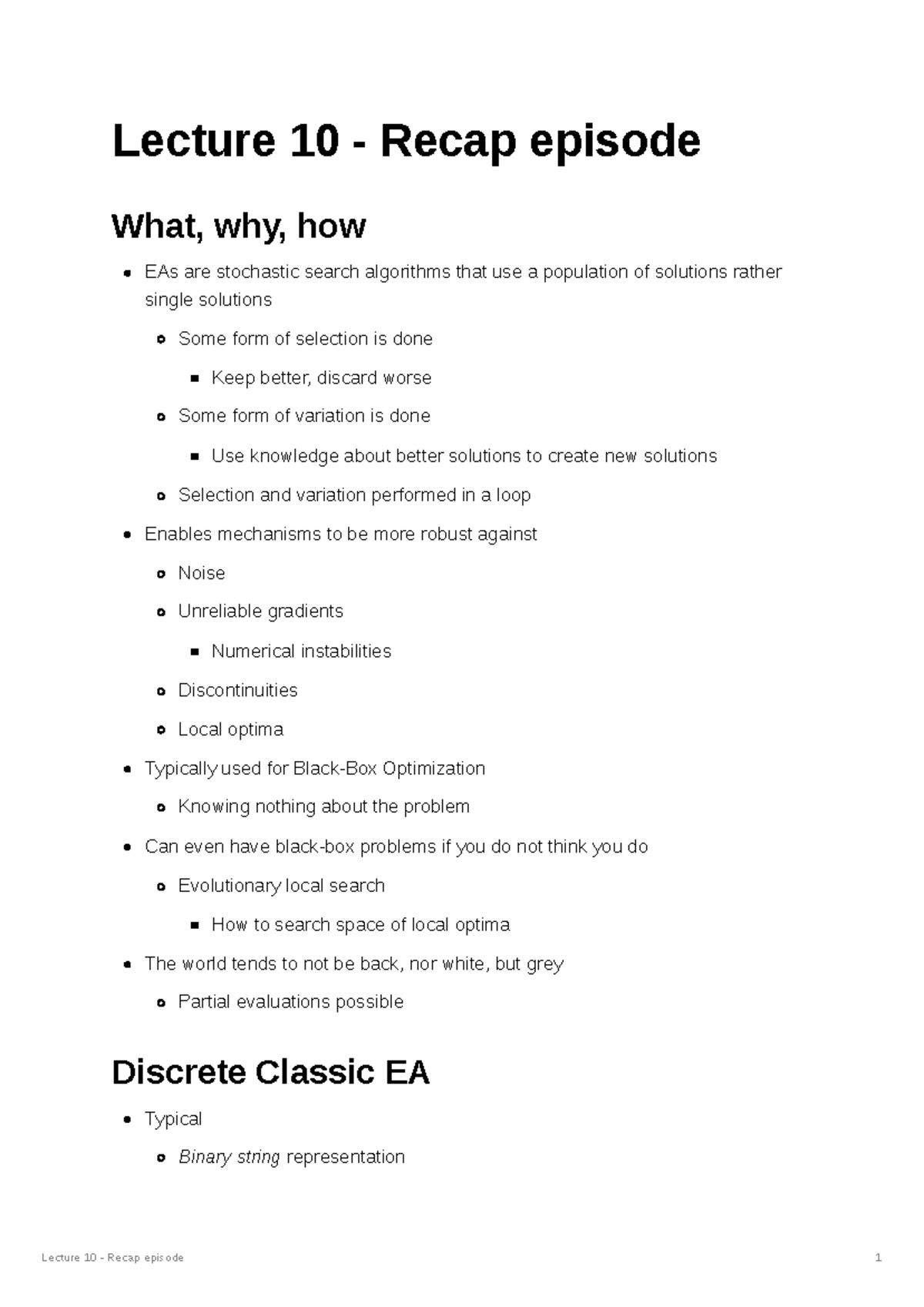 Lecture 10 - Recap episode - Lecture 10 - Recap episode What, why, how ...