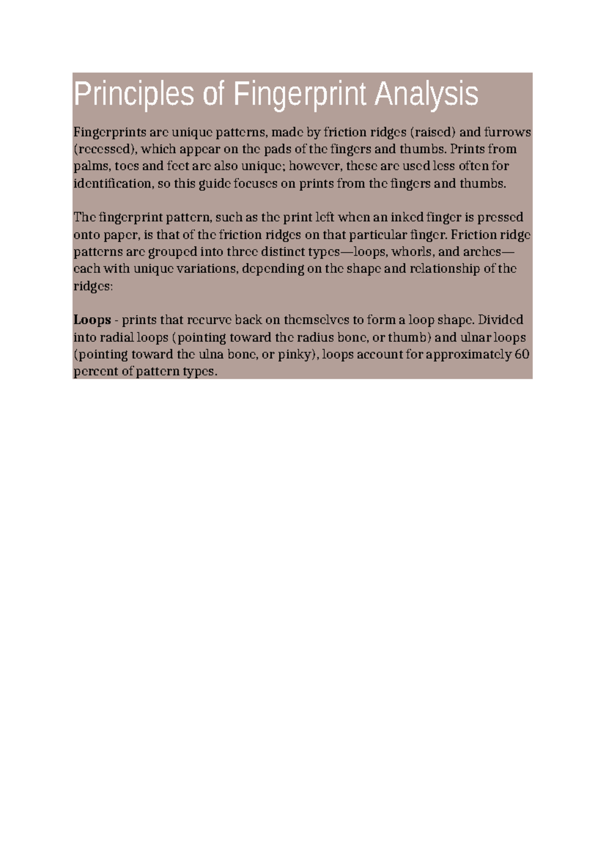 Principles of Fingerprint Analysis - Principles of Fingerprint Analysis ...