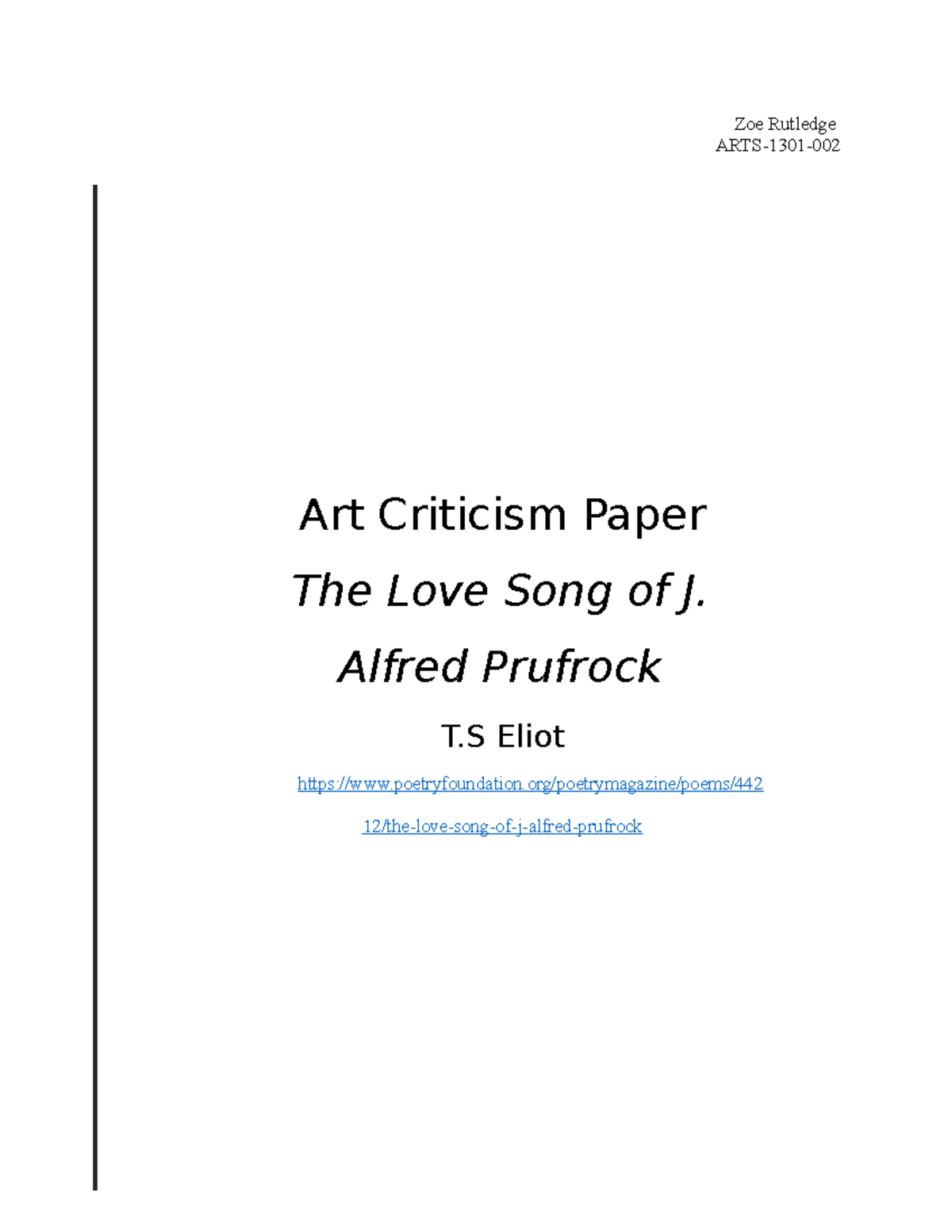 Art Critism paper - Zoe Rutledge ARTS-1301- Art Criticism Paper The ...