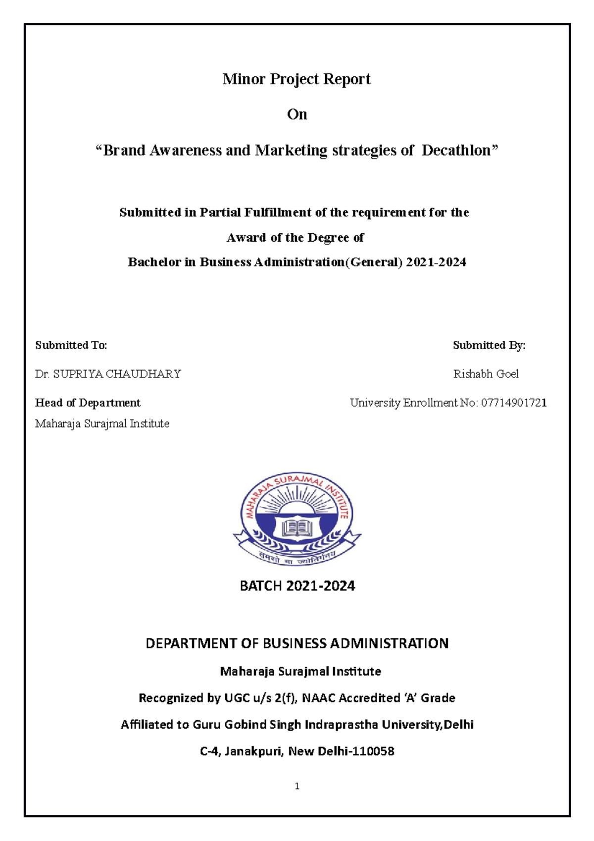 Final mpr - Research methodology file of sem 2 - Minor Project Report ...