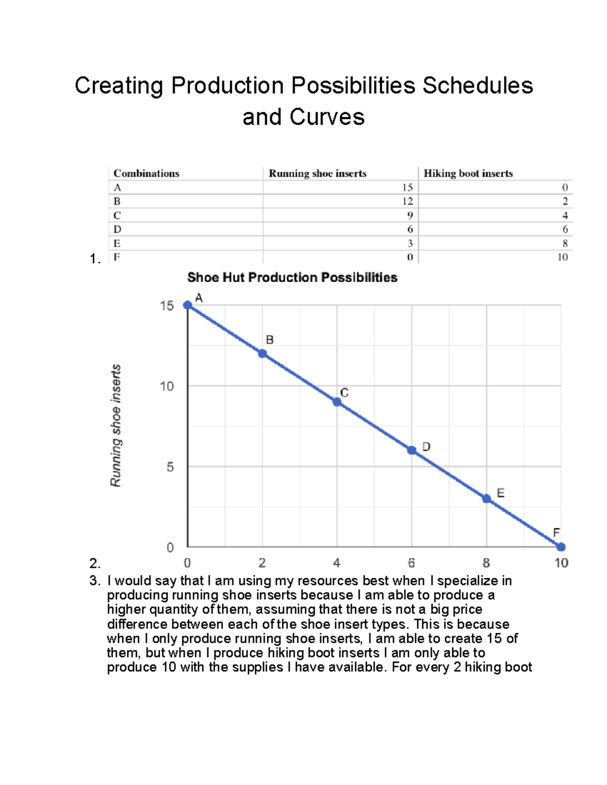 Financial Lit-2 - Creating Production Possibilities Schedules and ...