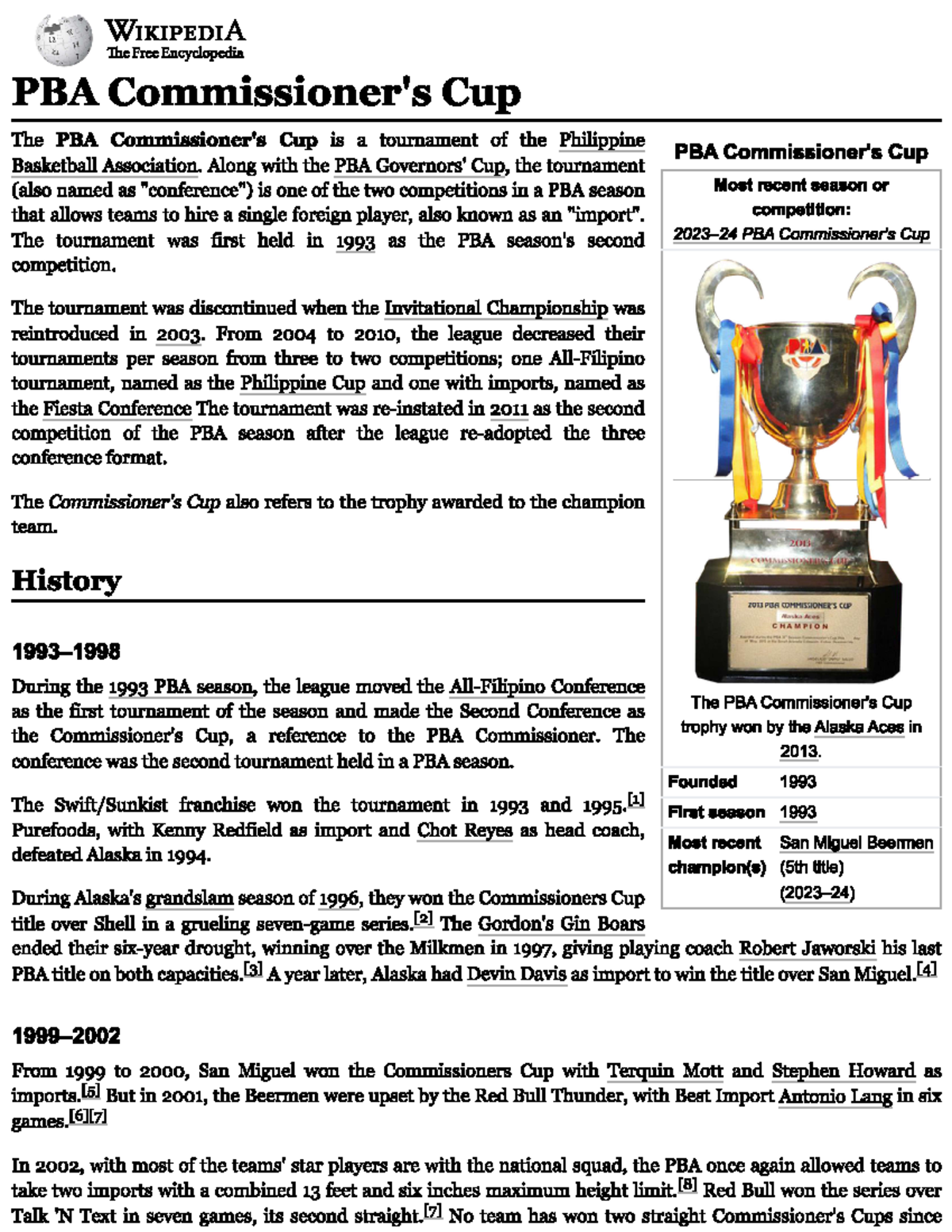 PBA Commissioner's Cup - Physical Education - Studocu