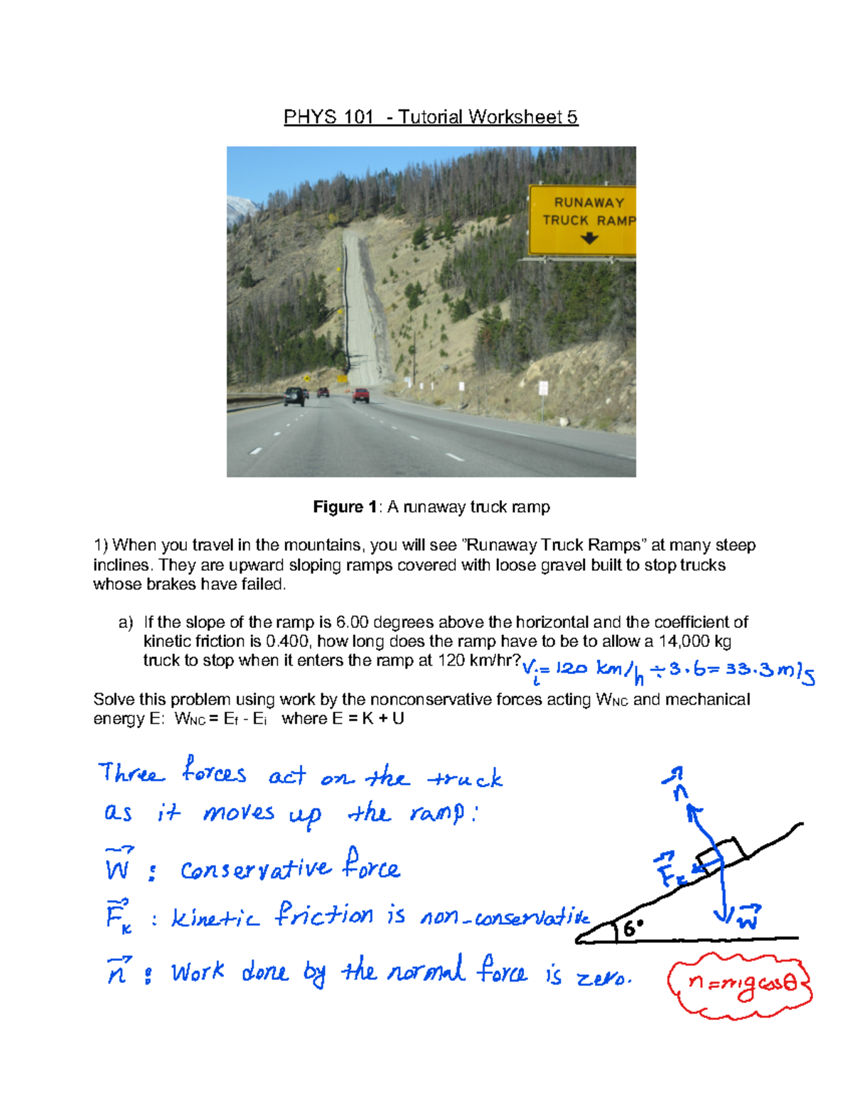 Tutorial 5 Solutions - Forces on inclined planes - PHYS 101 - Tutorial ...