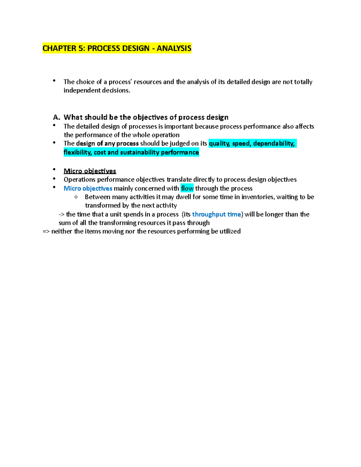 Chapter 5 summary - Essentials of Operations Management - CHAPTER 5 ...
