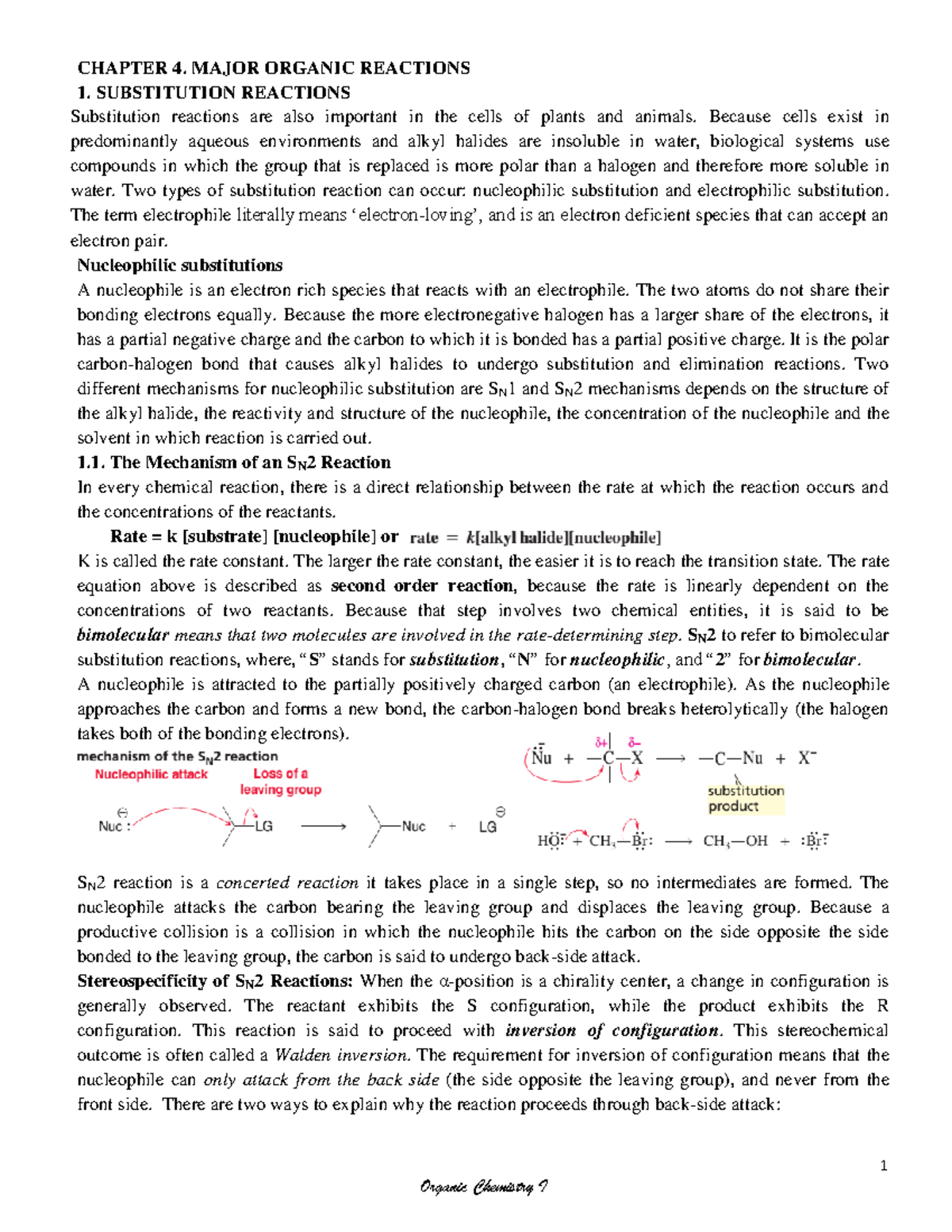 Ch4 subs and 5 elmn Chem2 - 1 CHAPTER 4. MAJOR ORGANIC REACTIONS 1 ...