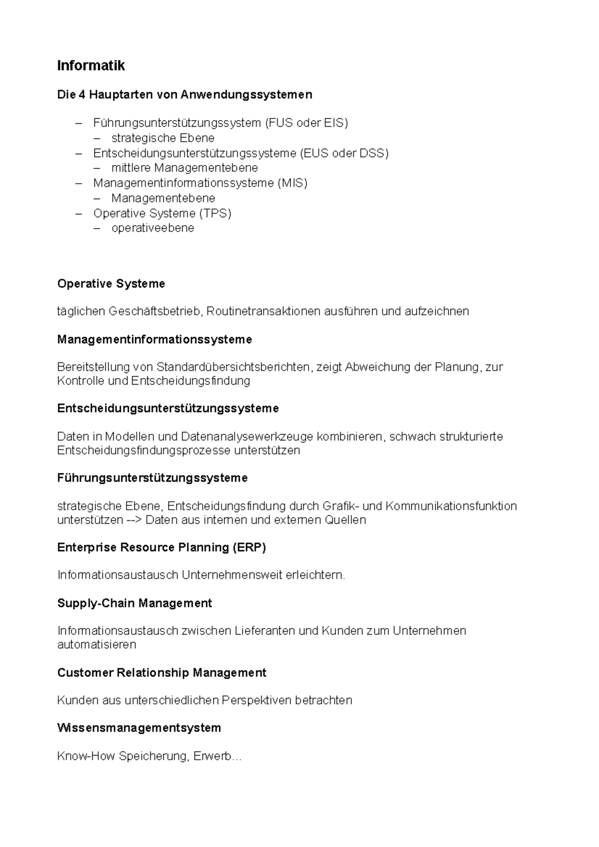 01 Informatik (Zusammenfassung) - Informatik Die 4 Hauptarten von ...