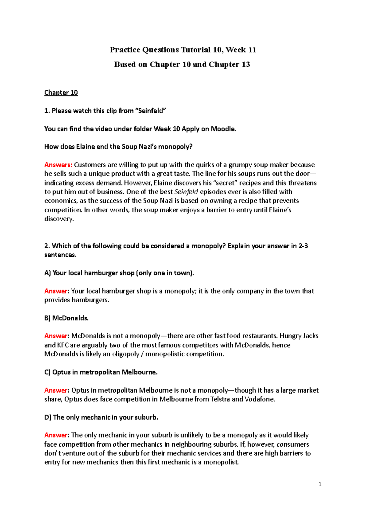 Practice Questions Chapters 10 and 13 Suggested solution guide (Updated ...