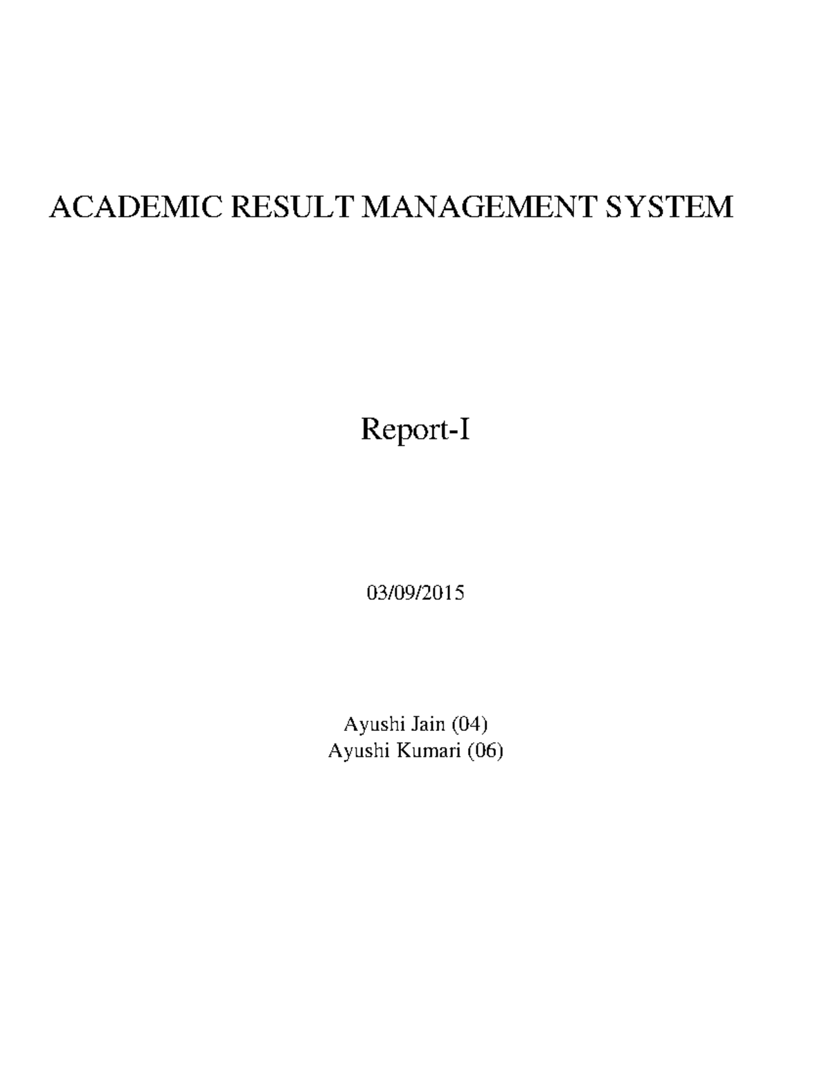 Srs-of-student-result-management-system compress - Report-I 03/09 ...