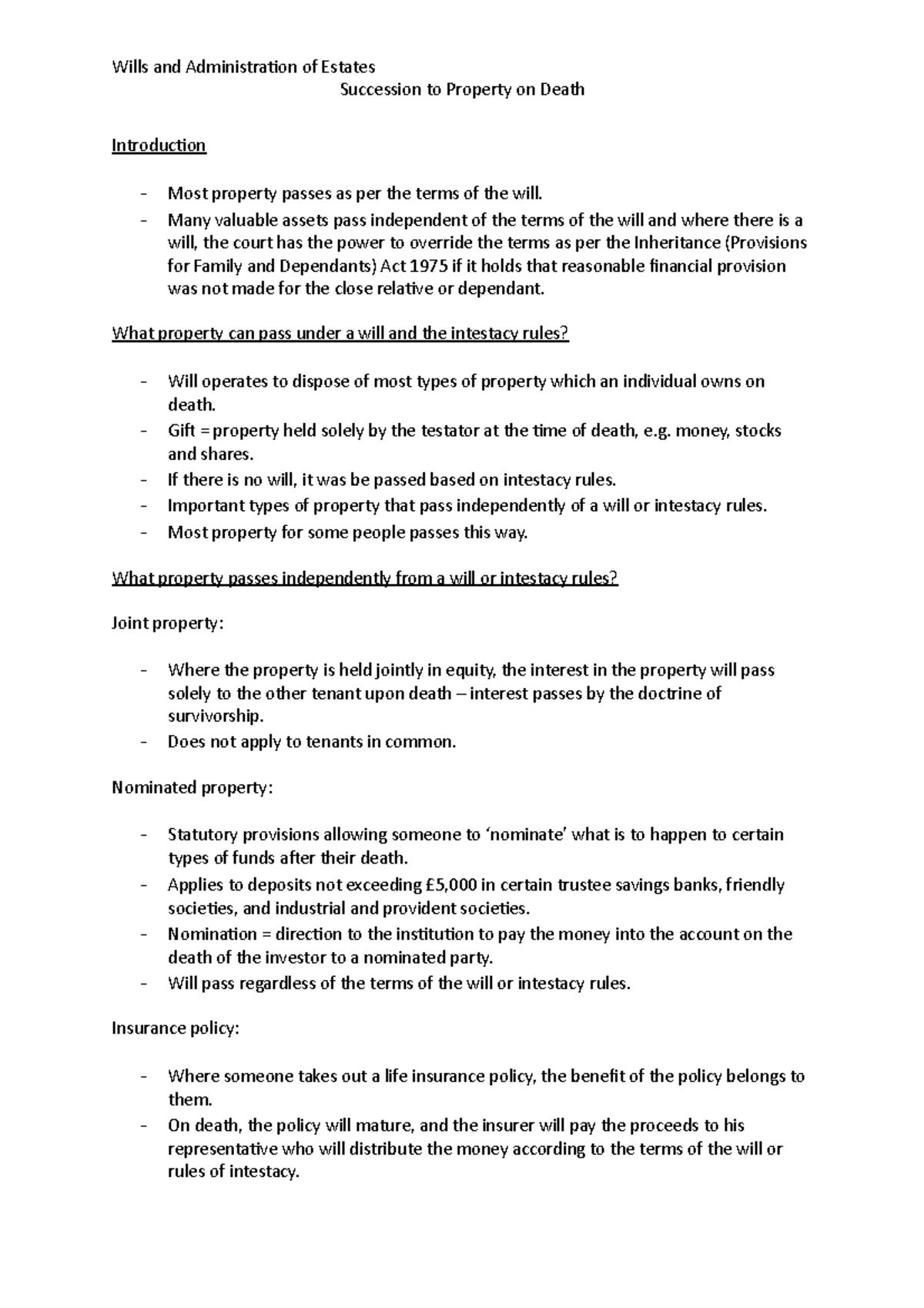 Succession to Property on Death - Succession to Property on Death ...
