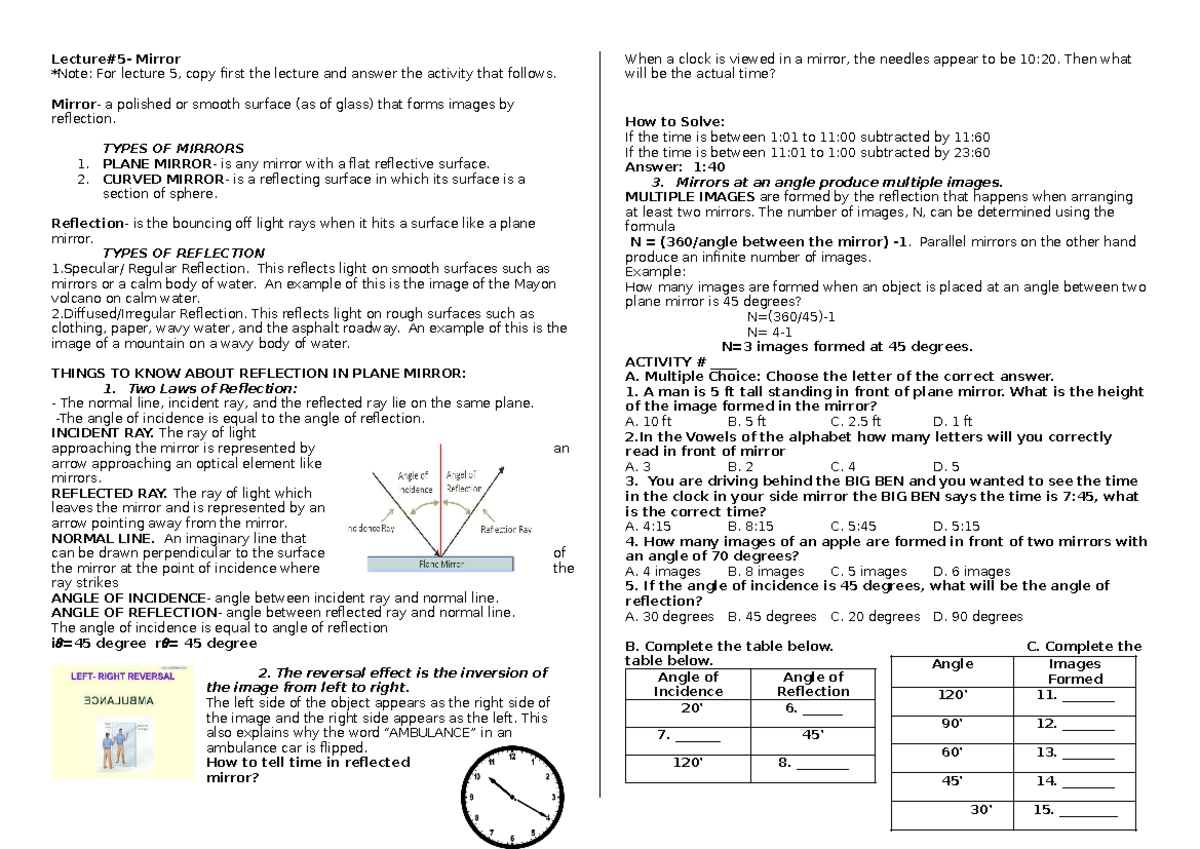 Lecture- Mirror - Summary Bachelor of Secondary Education - Lecture#5 ...
