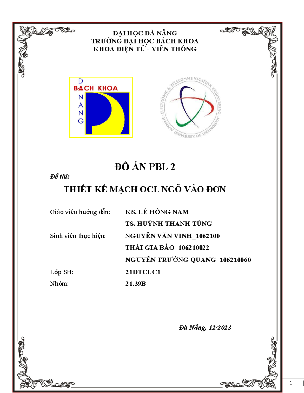 BAO-CAO-PBL2-NHOM-3-21.39B (1 - ĐẠI HỌC ĐÀ NẴNG TRƯỜNG ĐẠI HỌC BÁCH KHOA KHOA ĐIỆN TỬ - VIỄN ...