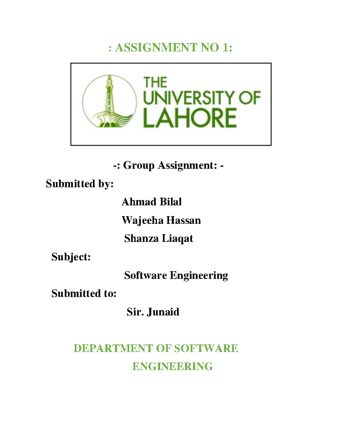 SE-XP-01 - XP approach facts - : ASSIGNMENT NO 1: -: Group Assignment ...