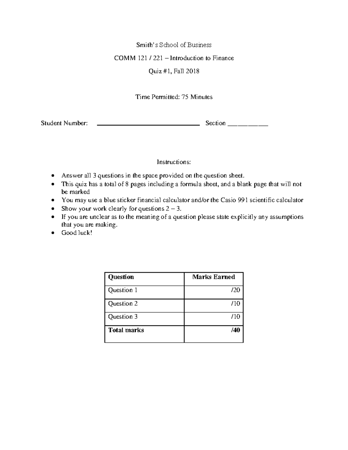 2018 Quiz 1 Complete W Solutions Warning Tt Undefined Function 32 Warning Tt Undefined