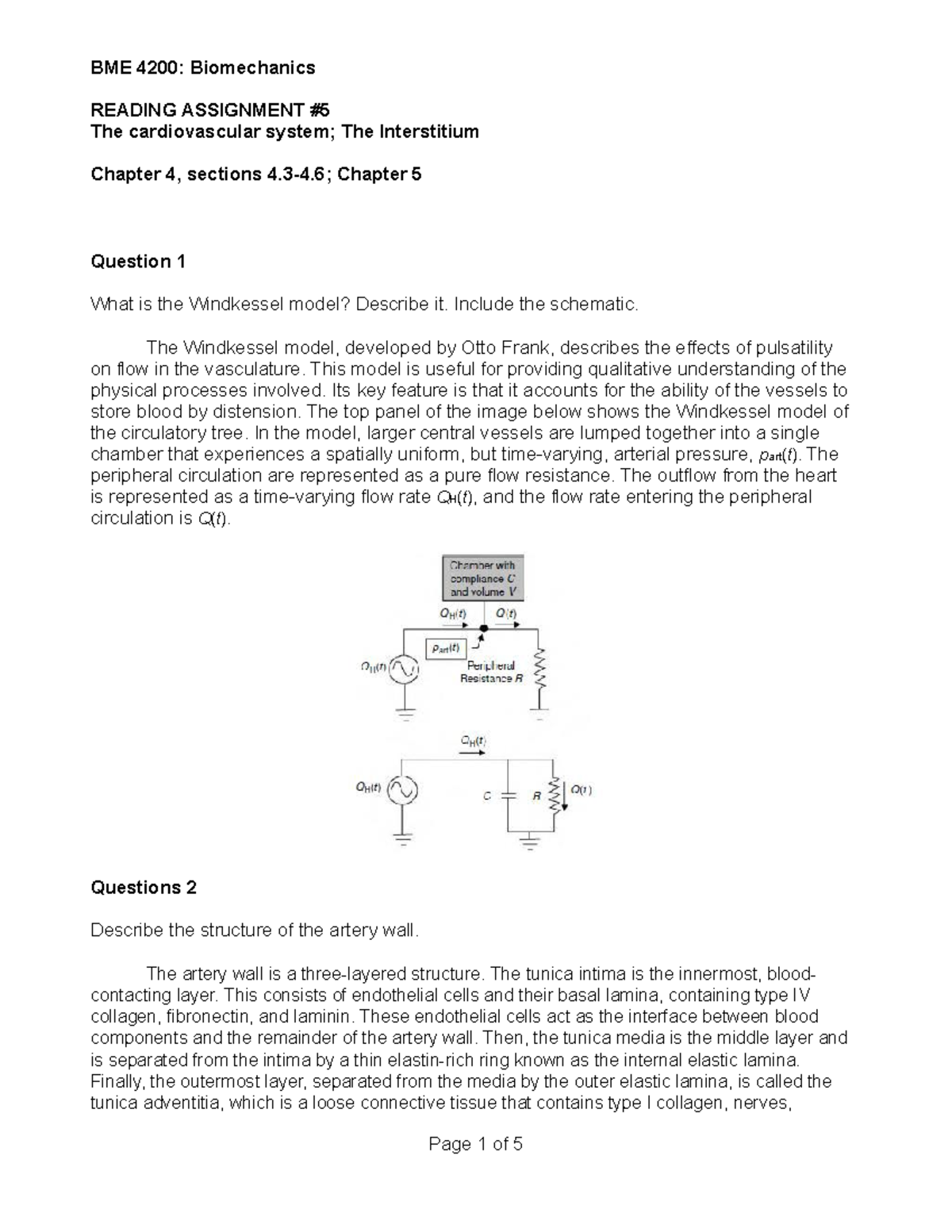 BME 4200 Reading 5 - BME 4200: Biomechanics READING ASSIGNMENT # The ...