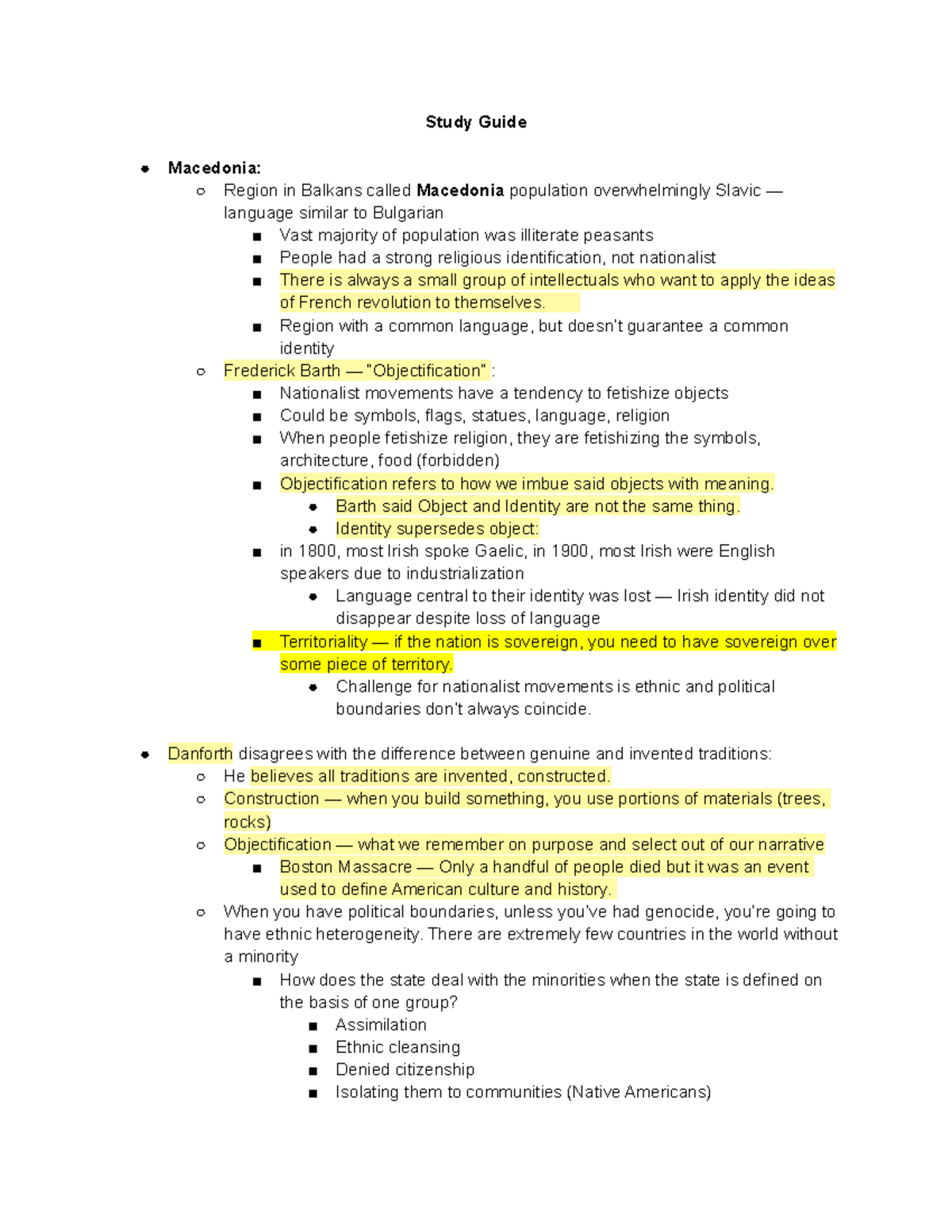 Midterm Nationalism - Study Guide Macedonia: Region in Balkans called ...